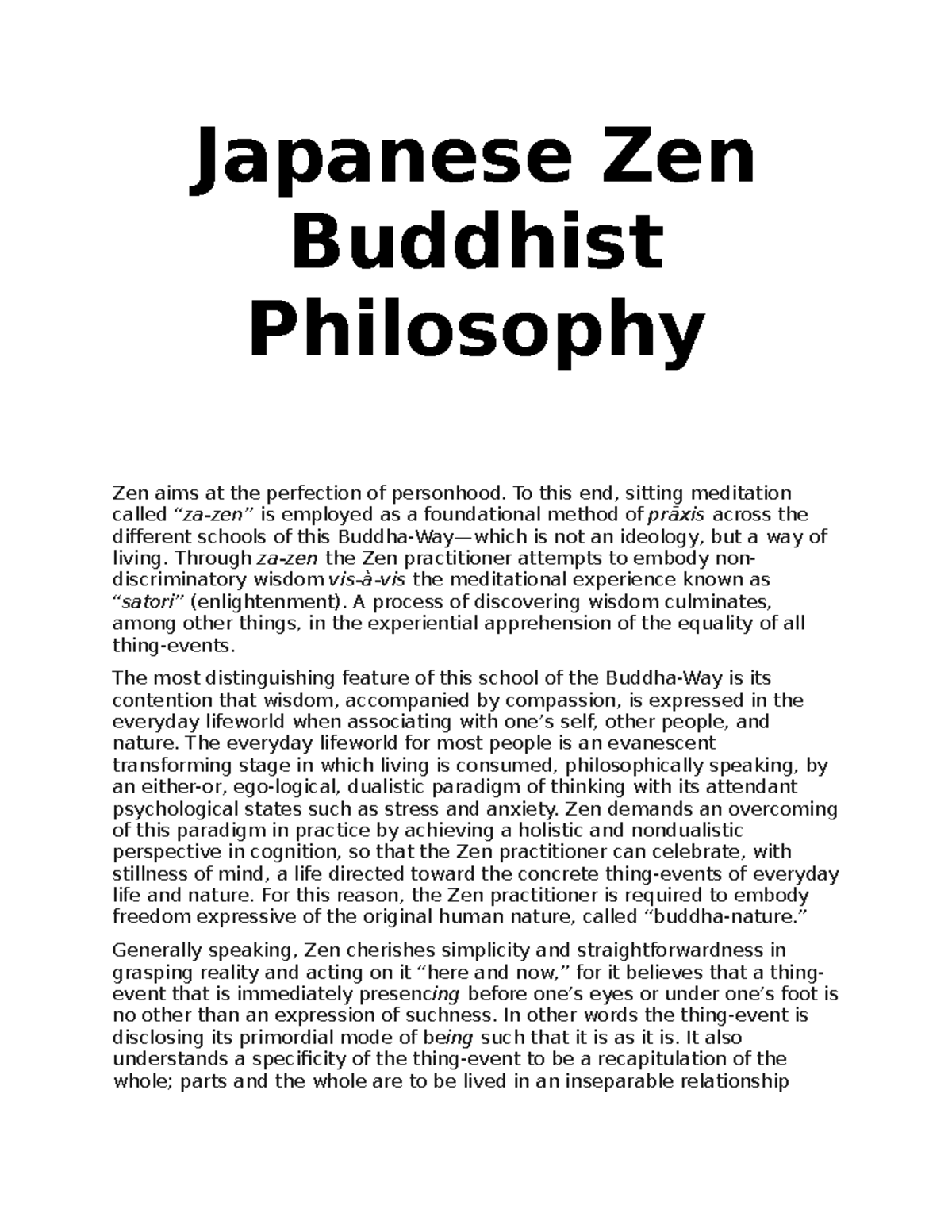 Lecture 27 Japanese Zen Buddhist Philosophy - Japanese Zen Buddhist ...