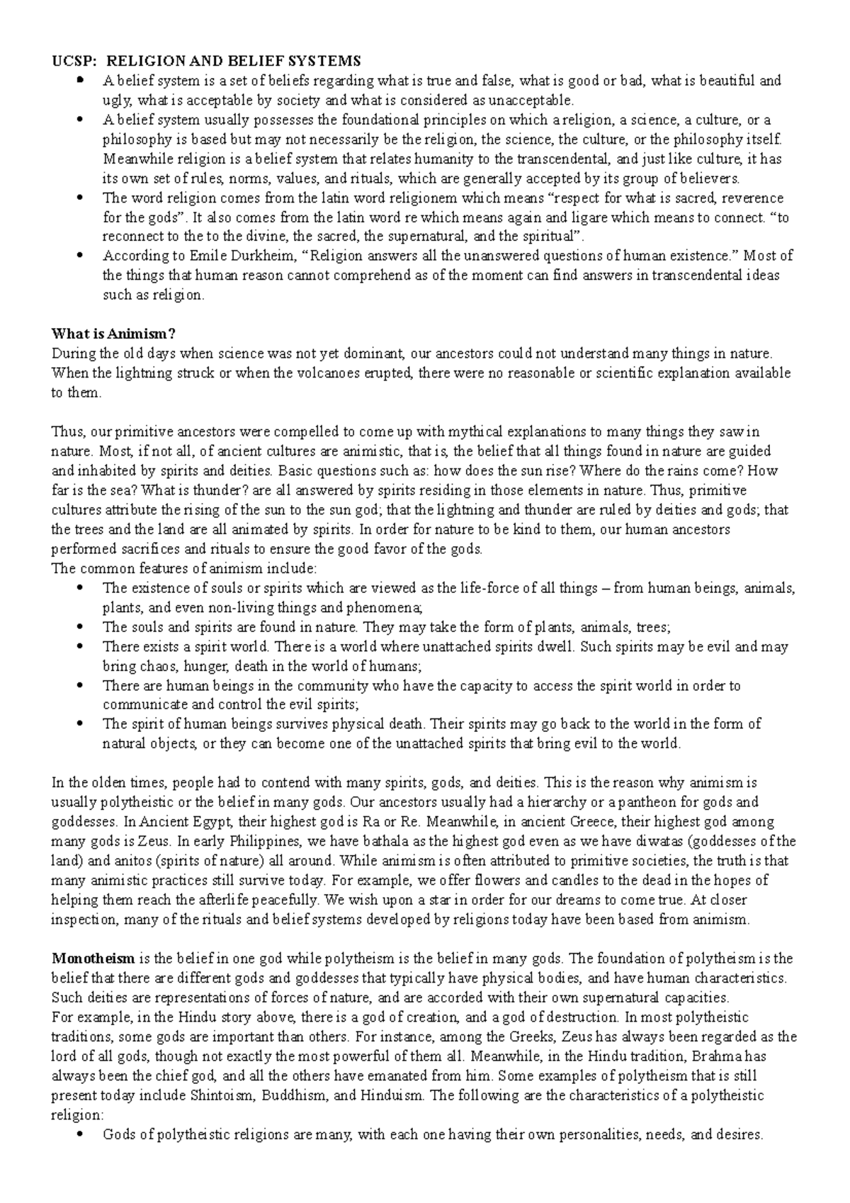 UCSP Religion - .... - UCSP: RELIGION AND BELIEF SYSTEMS A belief ...