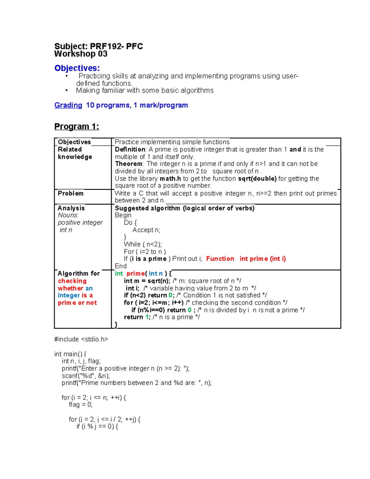 PFC-Workshop 03-2015 - dsds - Subject: PRF192- PFC Workshop 03 Objectives: • Practicing skills ...