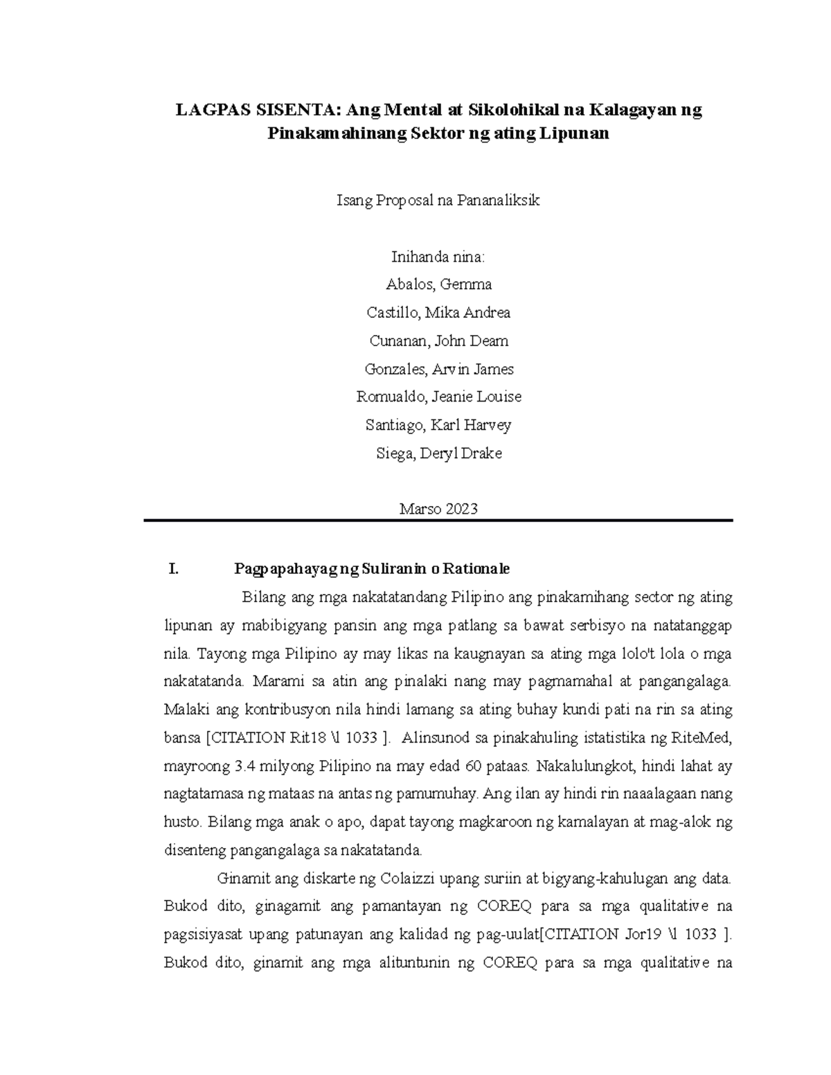 Lagpas Sisenta Ang Mental at Sikolohikal na Kalagayan ng Pinakamahinang ...