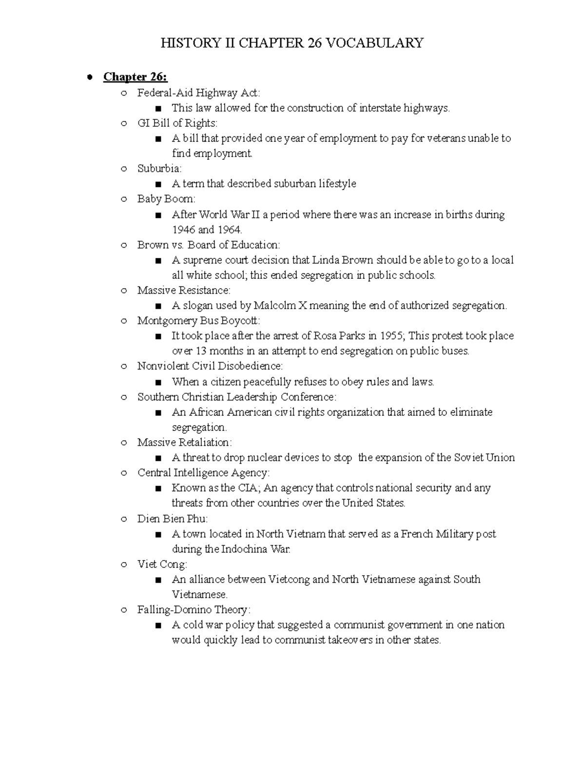 History II Chapter 26 Vocabulary - HISTORY II CHAPTER 26 VOCABULARY ...