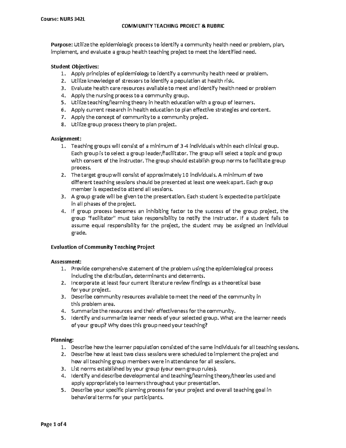 Community Teaching Project Guidelines & Rubric (2)rev - COMMUNITY ...