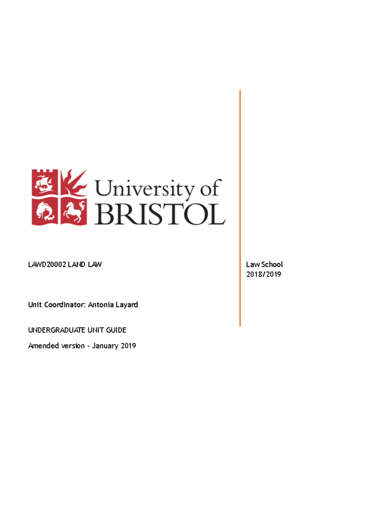 Land Law Unit Guide - LAWD20002 LAND LAW Unit Coordinator: Antonia ...