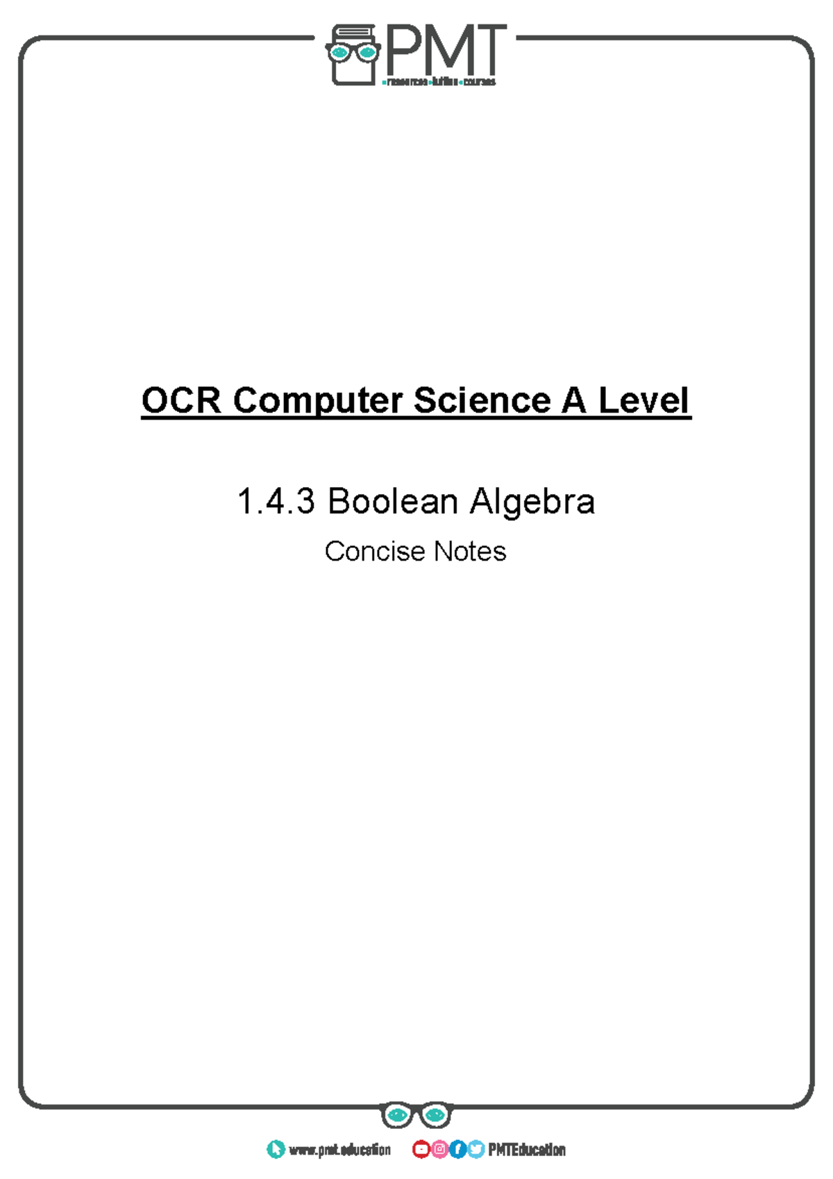 143 Boolean Algebra Concise Ocr Computer Science A Level 14 Boolean Algebra Concise