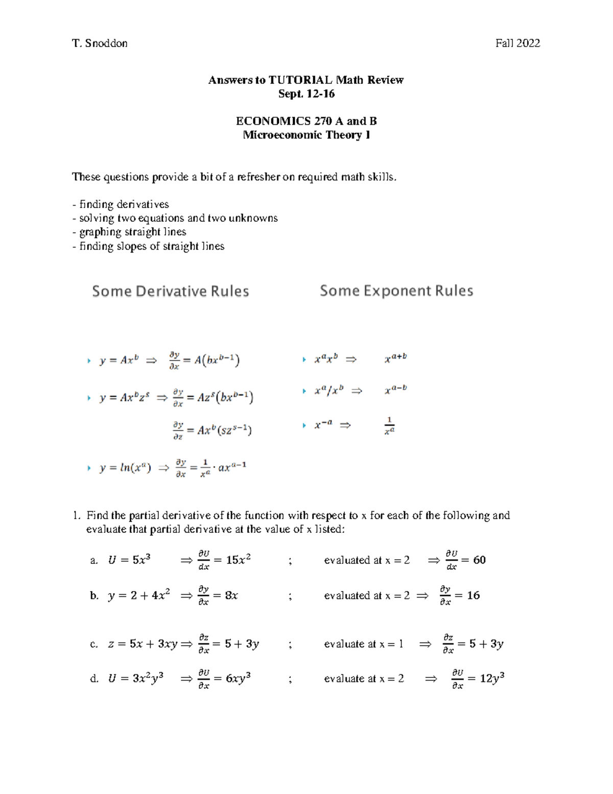Answers to Tutorial Math Review Sept. 12 16 - Answers to TUTORIAL Math ...