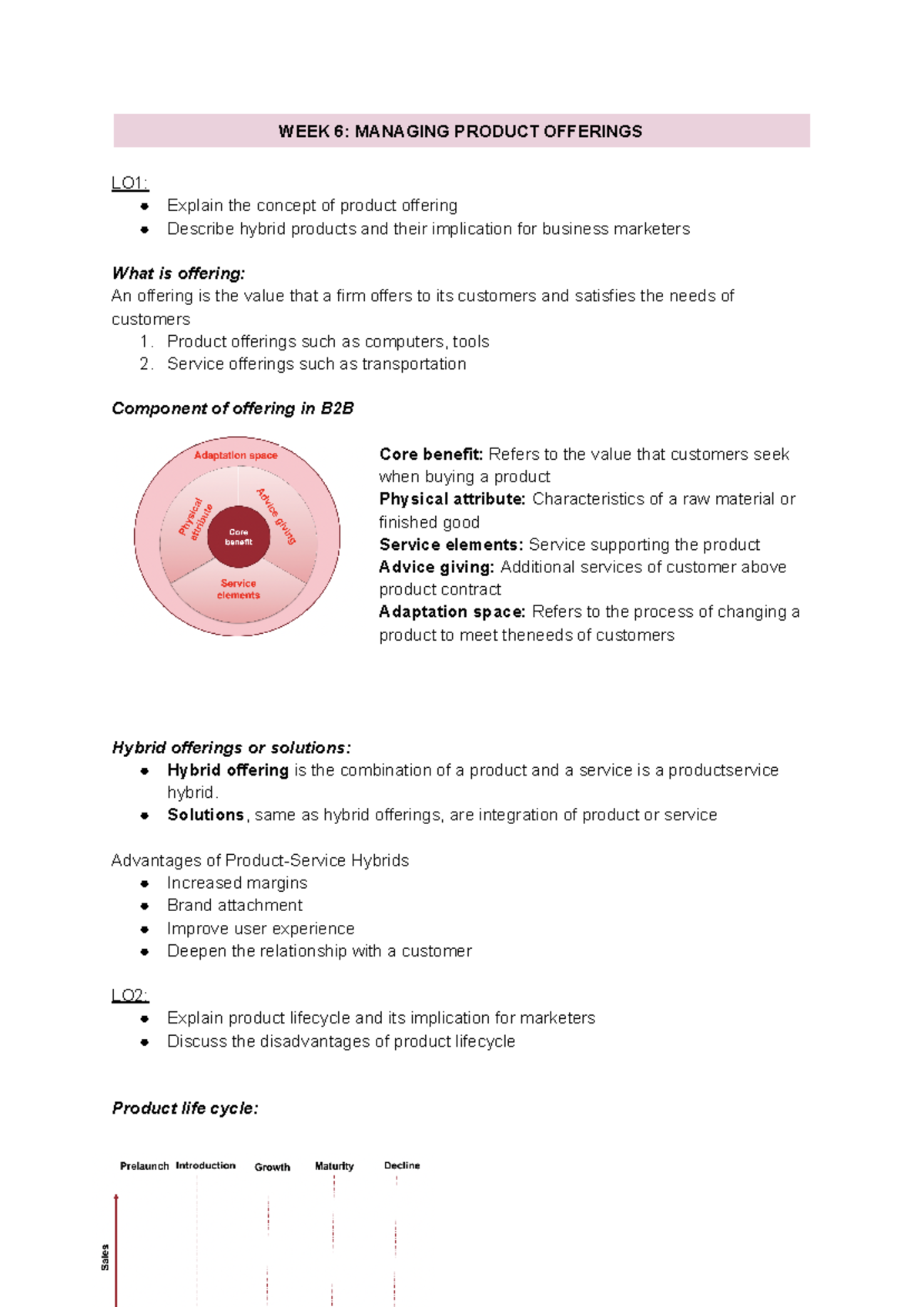 MKTG3001 Notes wk 6 - WEEK 6: MANAGING PRODUCT OFFERINGS LO1: Explain ...
