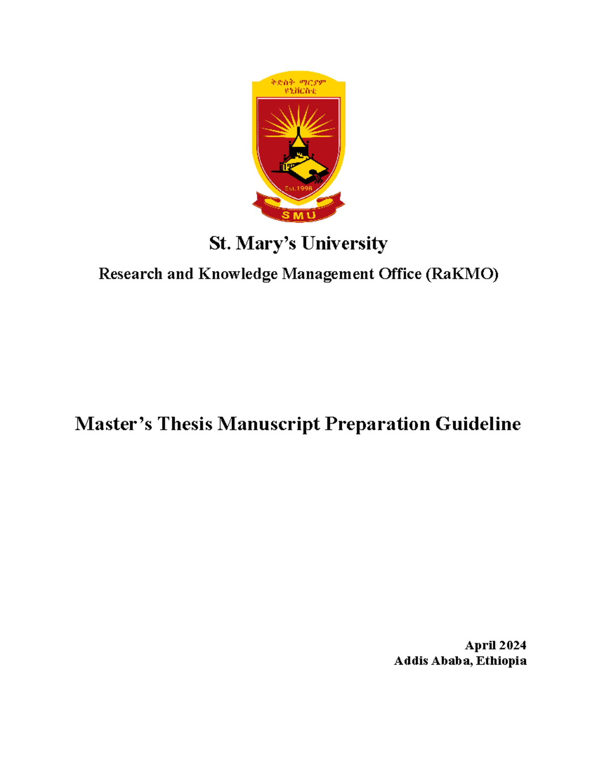 Masters Thesis Manuscript Preparation Guideline - St. Mary’s University ...