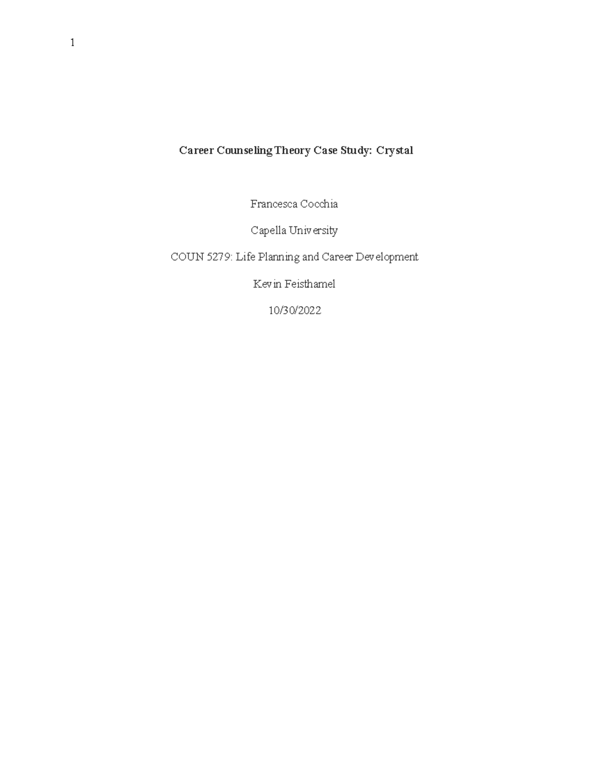 u03a1: Career Counseling Theory Case Study: Crystal - Career Counseling ...
