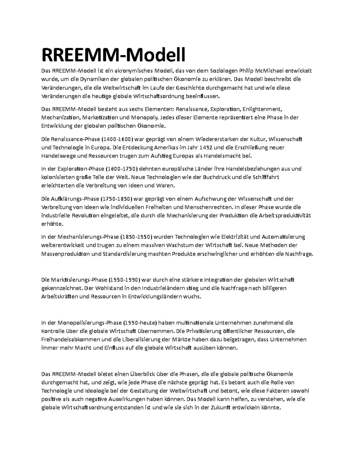 Rreemm-Modell - Rreemm-Modell - RREEMM-Modell Das RREEMM-Modell ist ein ...