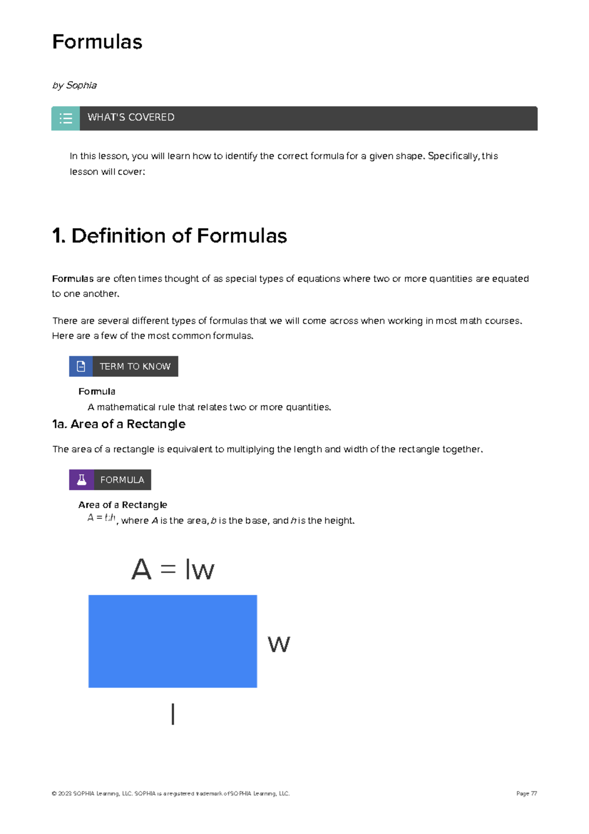 College algebra unit-1-tutorials PDF5 - Formulas by Sophia In this ...