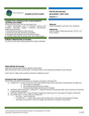 BIO 024 Session 9 - BIOCHEM - FAYE SALUD - STUDENT ACTIVITY SHEET BIO ...