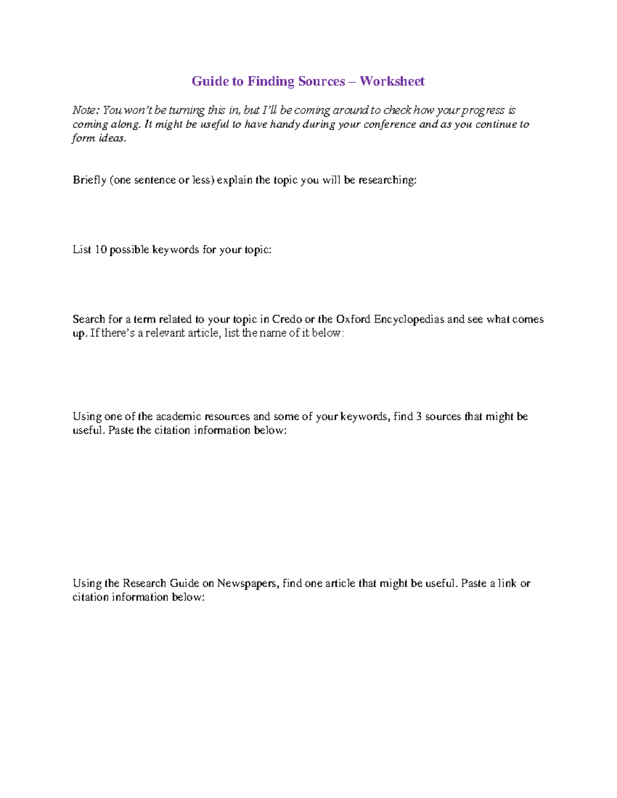 Guide to Finding Sources - It might be useful to have handy during your ...