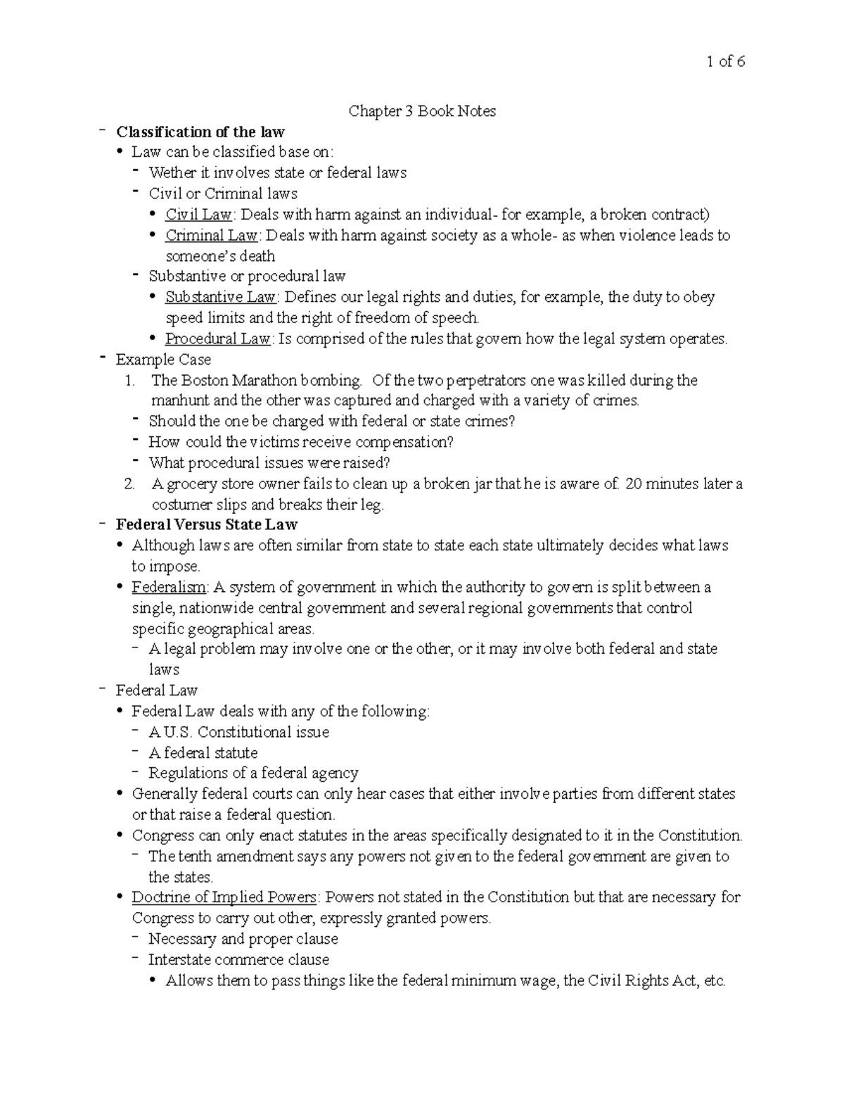 Chapter 3 Book Notes - 1! of !6 Chapter 3 Book Notes Classification of ...
