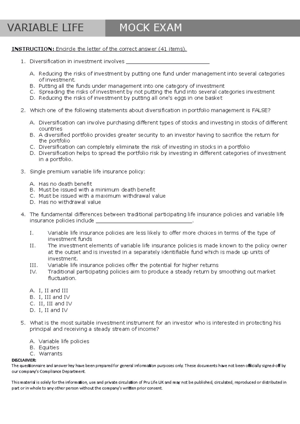 ACE Variable MOCK EXAM Questionnaire and Answer Key 08172021 ...