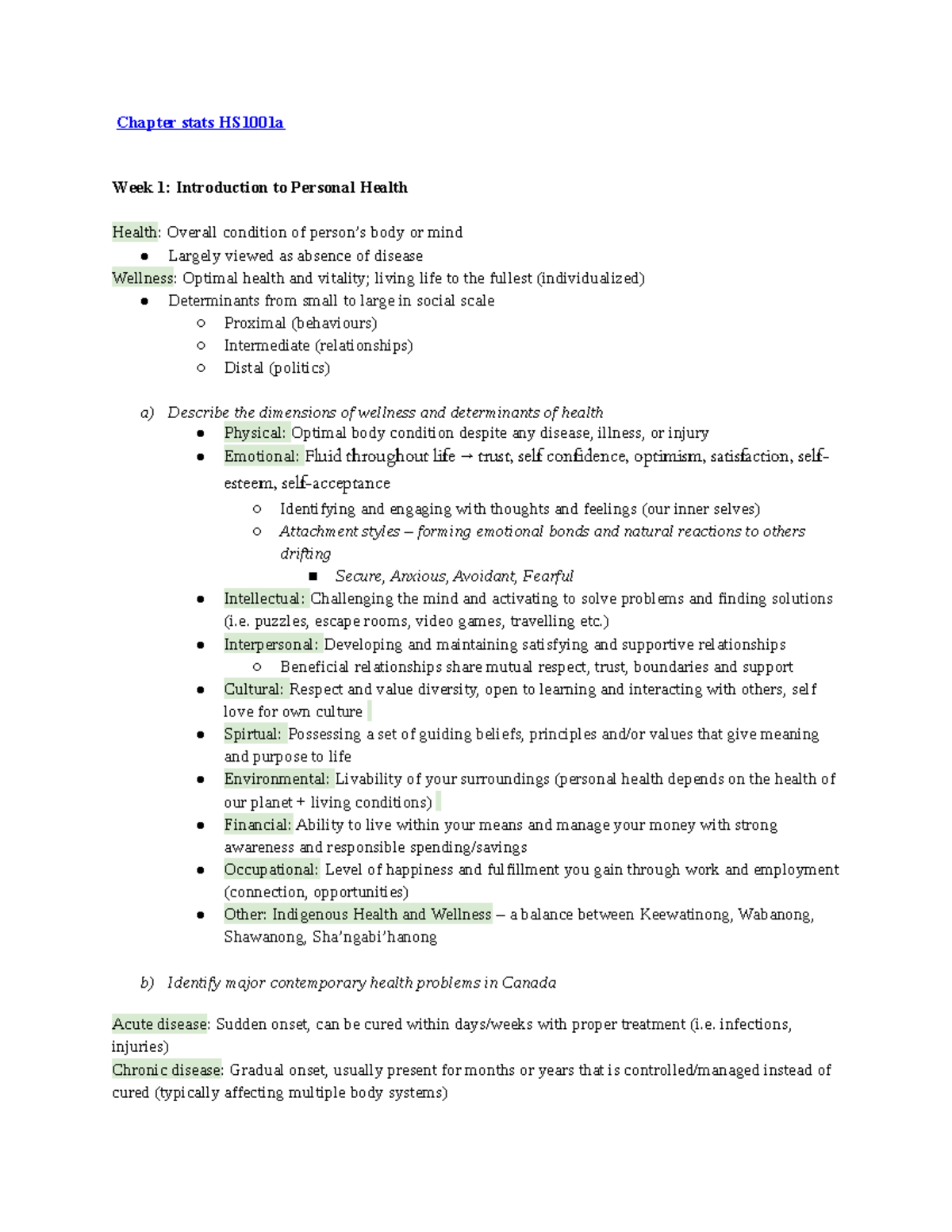 HS1001 Midterm #1 Study Sheet - Chapter stats HS1001a Week 1 ...
