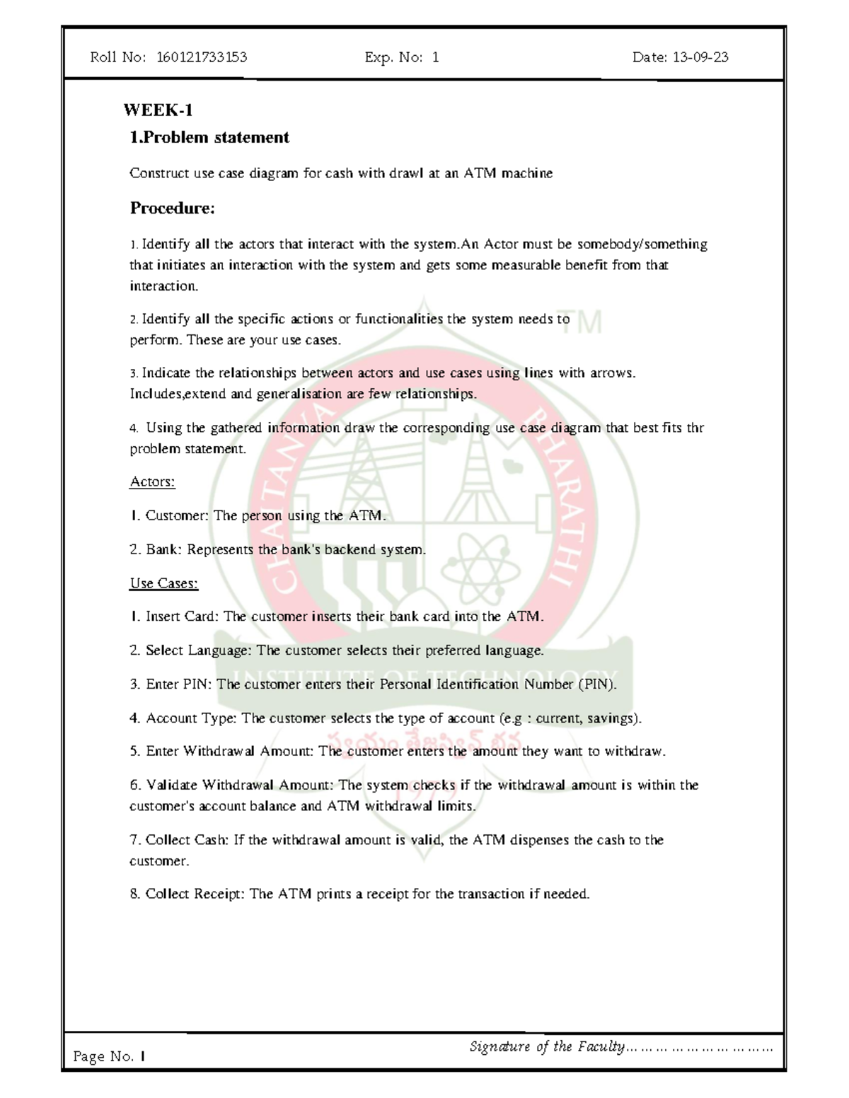 W1 153 - system design - WEEK- 1 1 statement Construct use case diagram ...