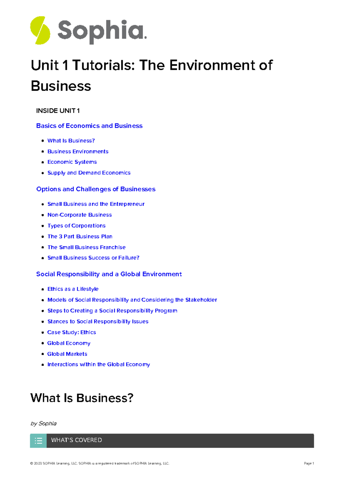 Unit 1 tutorials the environment of business 1 - Unit 1 Tutorials: The ...