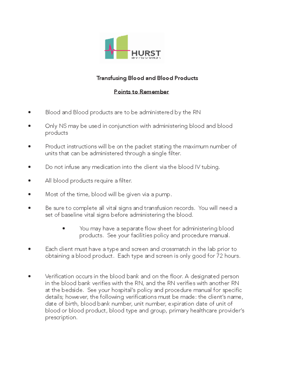 Tranfusing Blood And Blood Products - Transfusing Blood and Blood ...