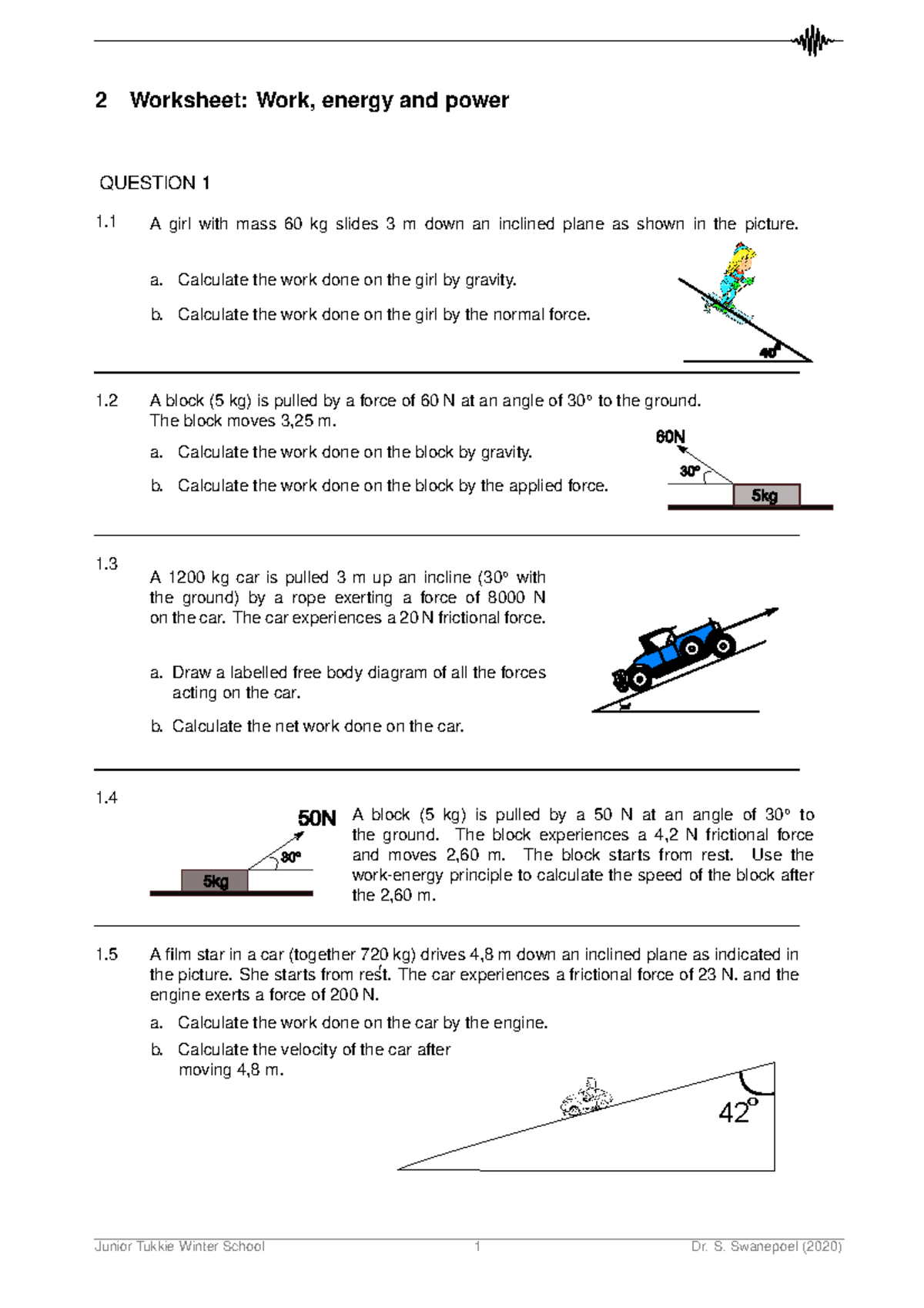 Work , energy and power - work hard and stay positive - 2 Worksheet ...