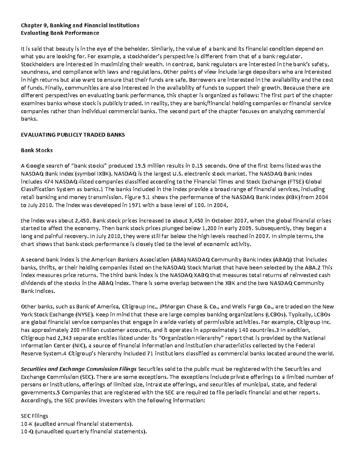 Chapter 9, BFI NOtes - Chapter 9, Banking and Financial Institutions ...