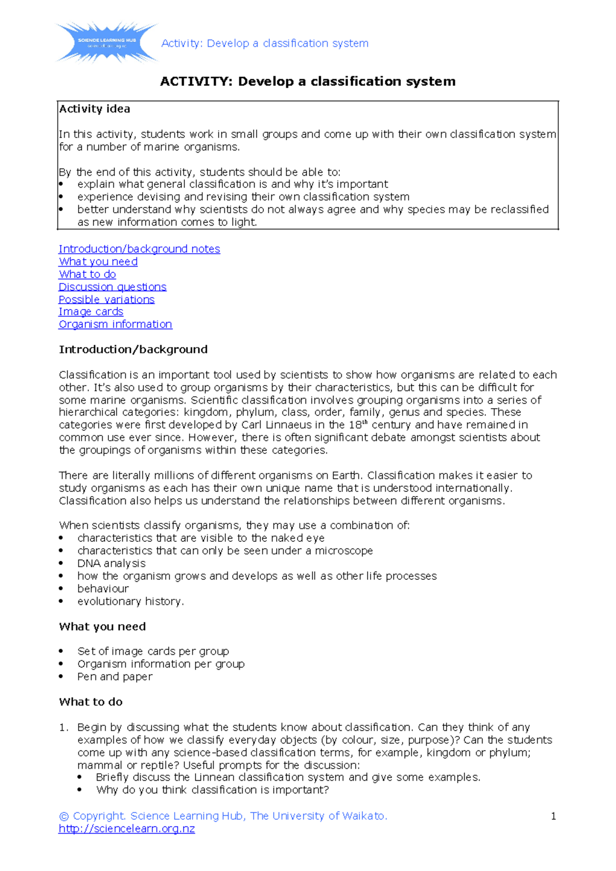 Develop a classification system - ACTIVITY: Develop a classification ...