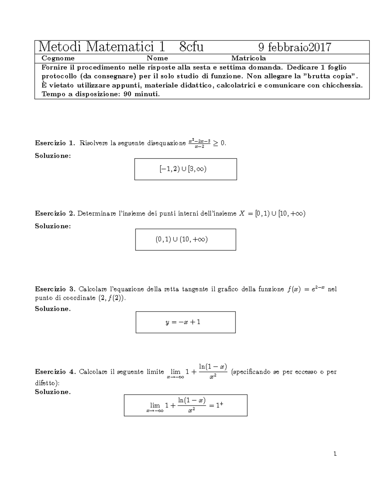 Metodi 1 esame 2017 02 09 Testo con Soluzione - Metodi Matematici 1 ...