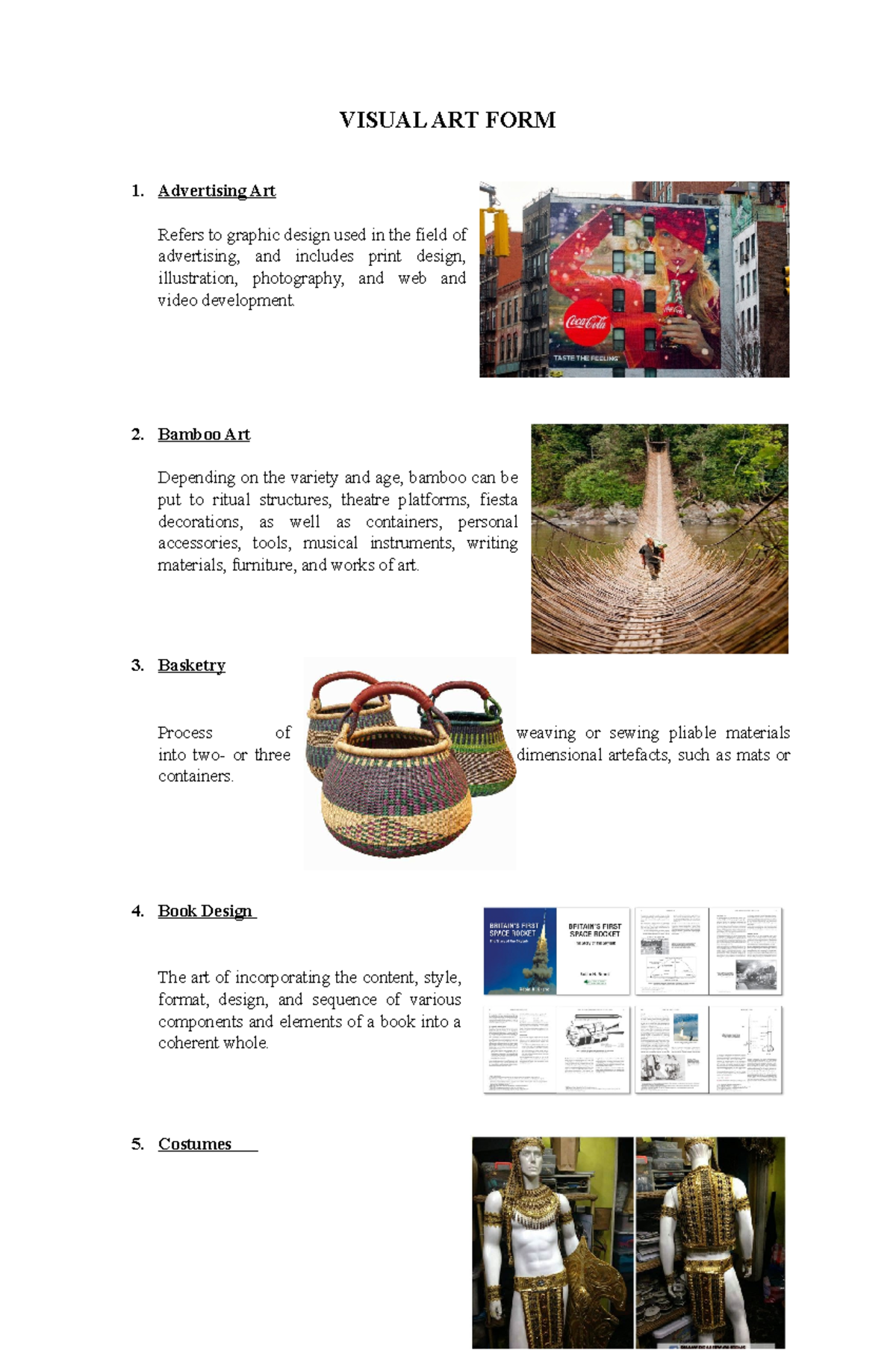 Visual ART FORM - lecture - VISUAL ART FORM Advertising Art Refers to ...