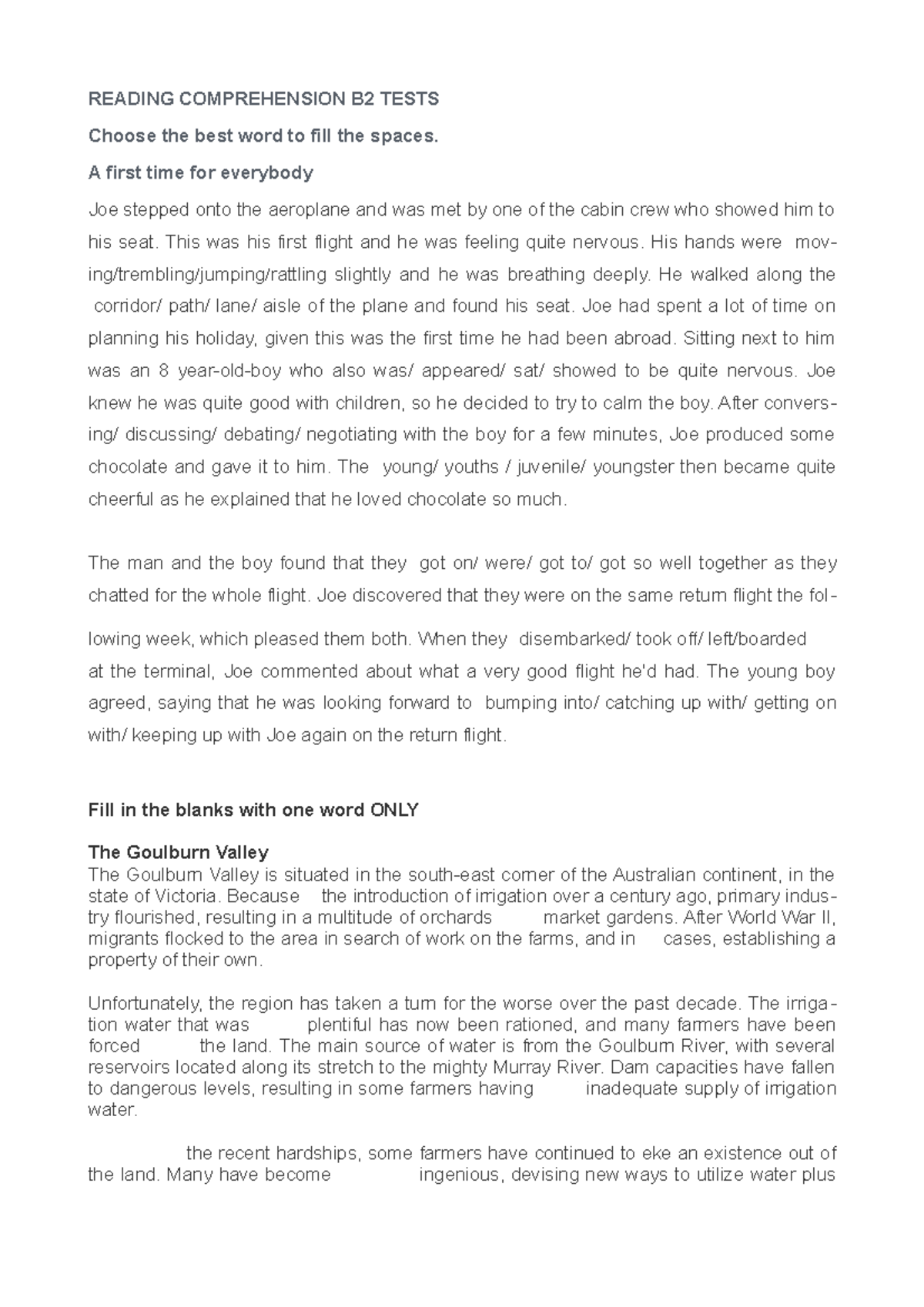 Reading comp B2 ing. - Inglese - UniBs - Studocu