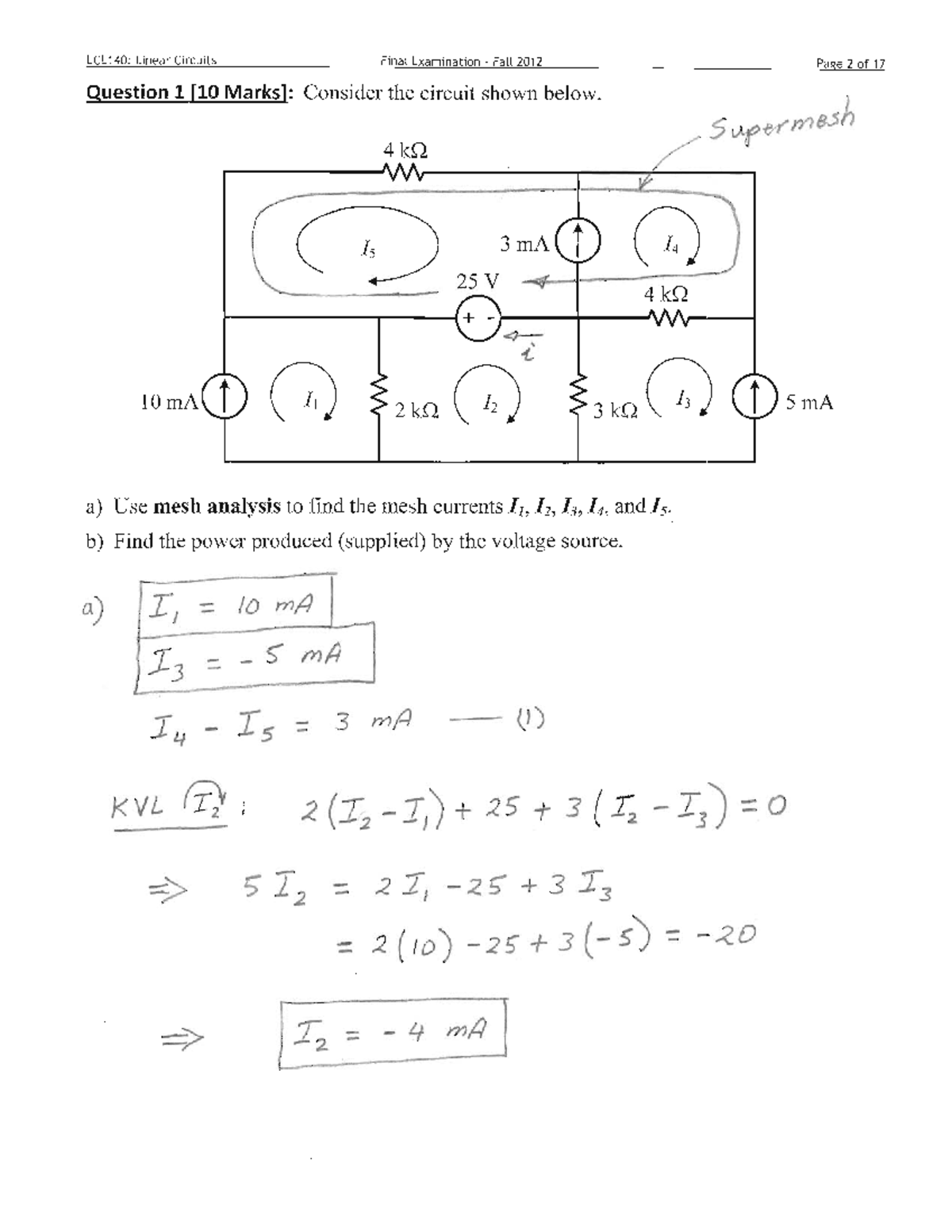 Exam 22 April 2014, questions and answers - ECE140: Linear Circuits ...