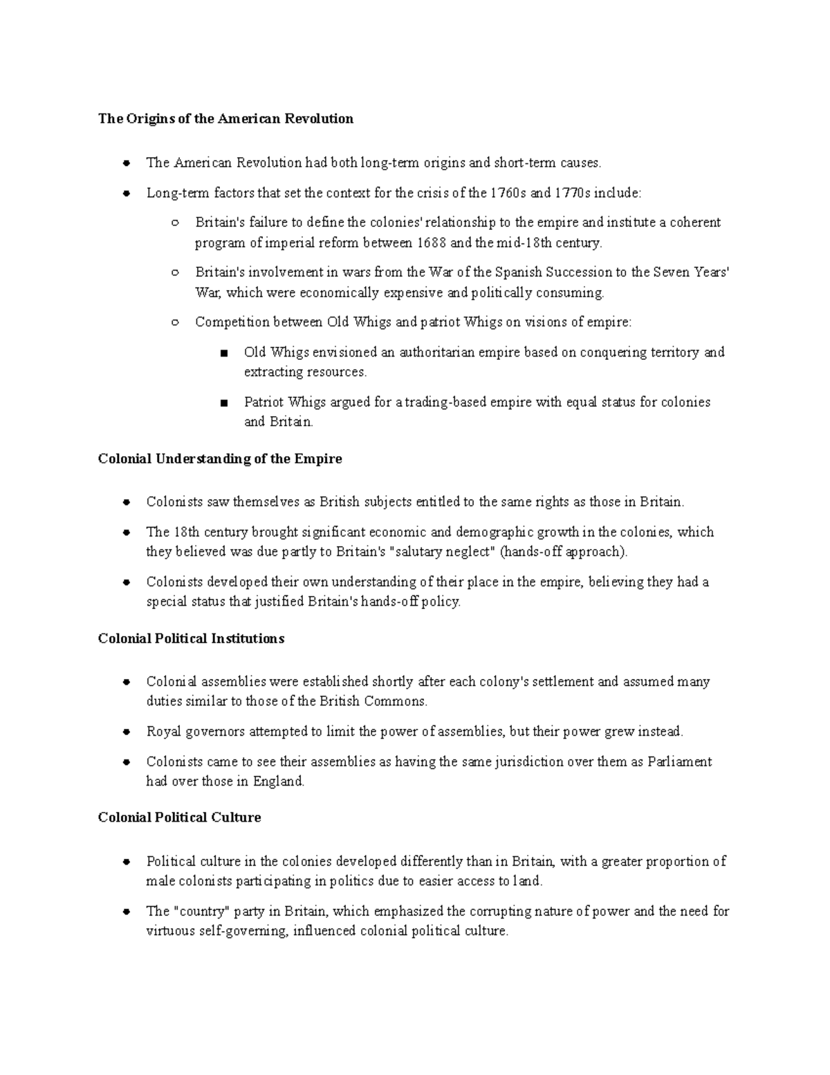 Unit 3- Lesson 3 The American Revolution - The Origins of the American ...