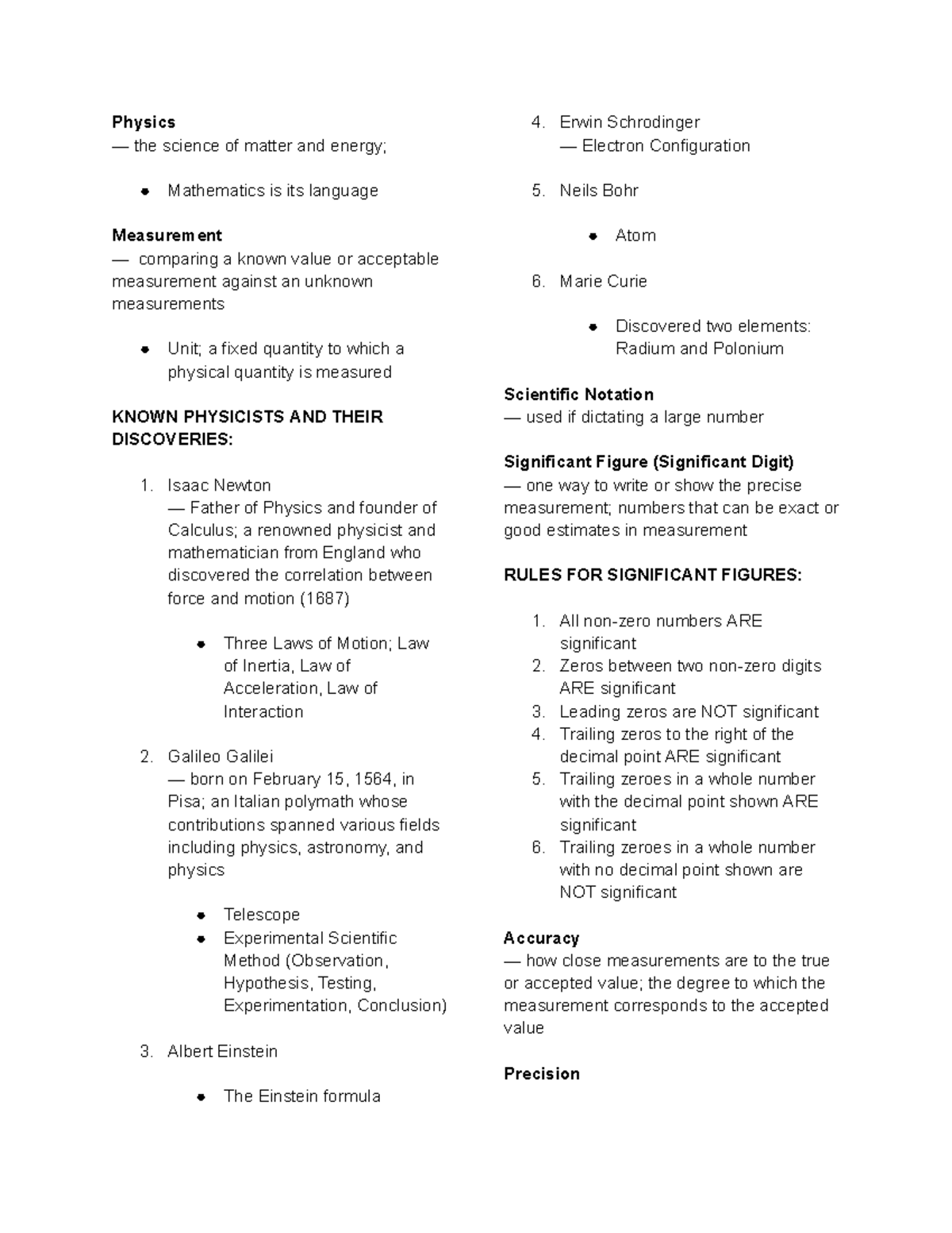 General Physics 1 (MK) - notes/reviewer - Physics — the science of ...