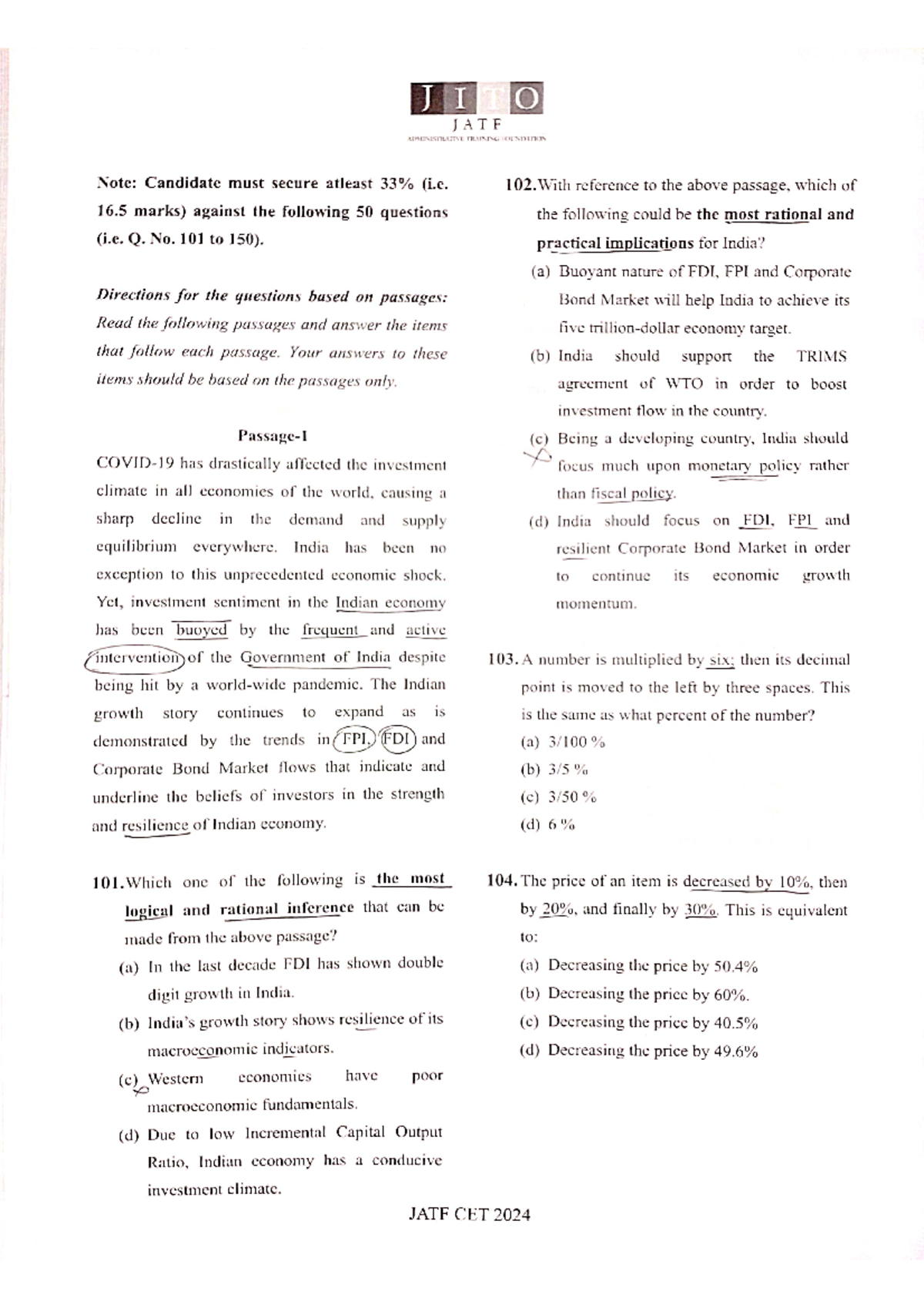 GS2 JITO JATF CET 2024 - Provide GS2 - JI O JATF ADMINISTRATIVE ...