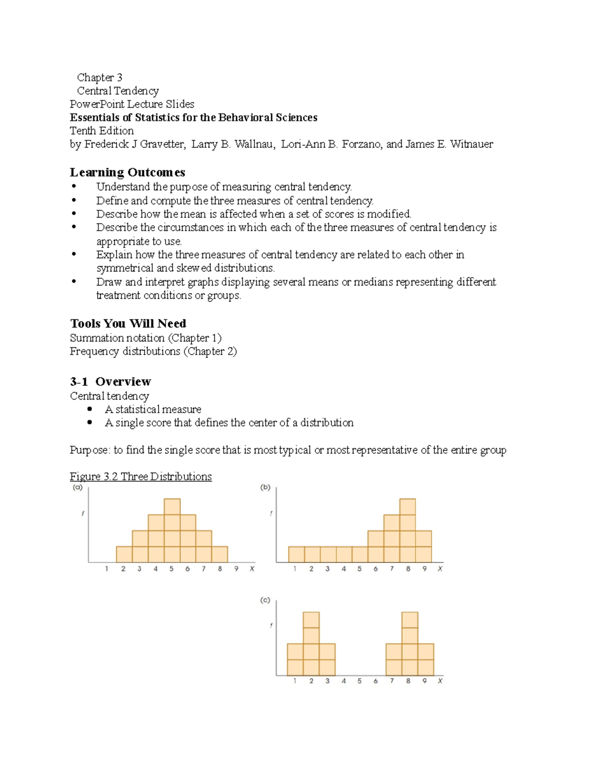 PSYC 2300- CH 3 Notes - CENTRAL TENDENCY - Chapter 3 Central Tendency ...