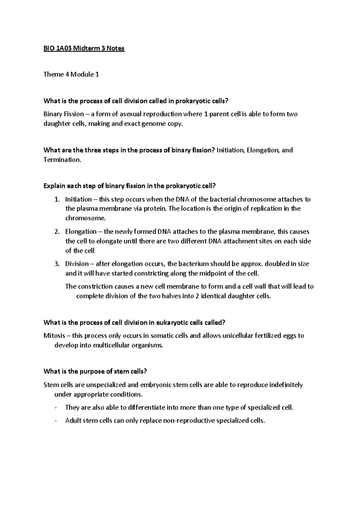 Bio mt 3 notes pt1 - BIO 1A03 Midterm 3 Notes Theme 4 Module 1 What is ...
