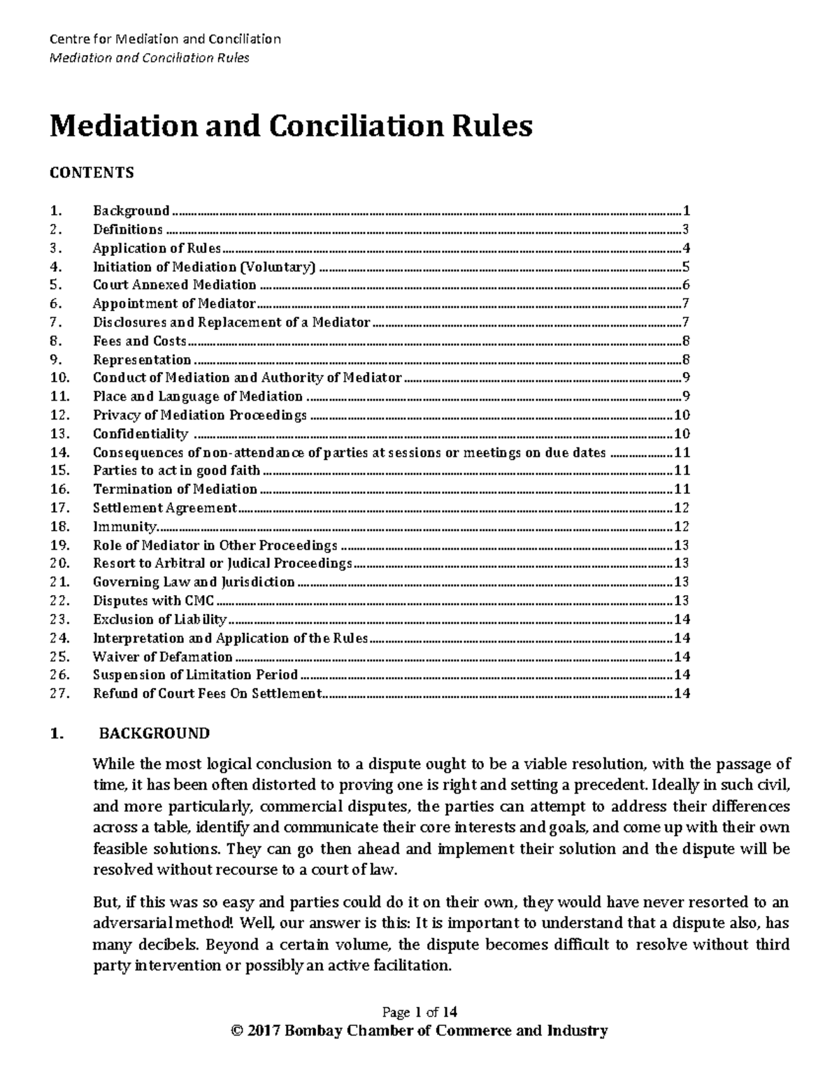 Mediation and Conciliation Rules - - Studocu