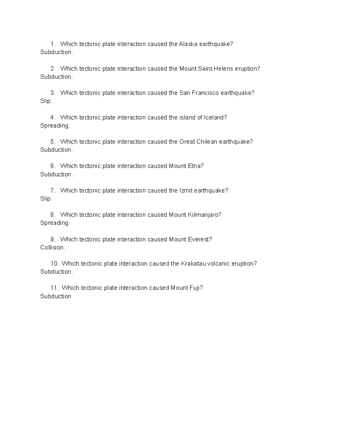 Earth Science Tectonic Plate Questions - Which tectonic plate ...