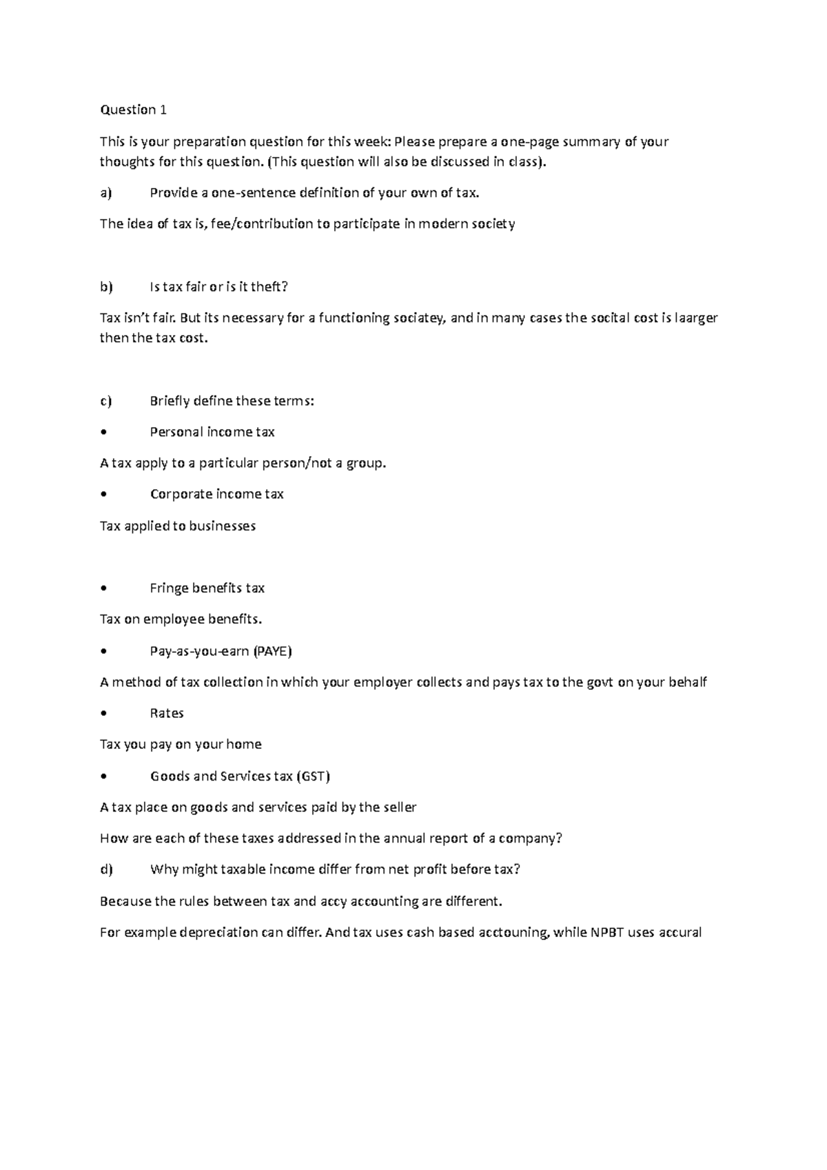 acct211 wk 8 tut - Question 1 This is your preparation question for ...