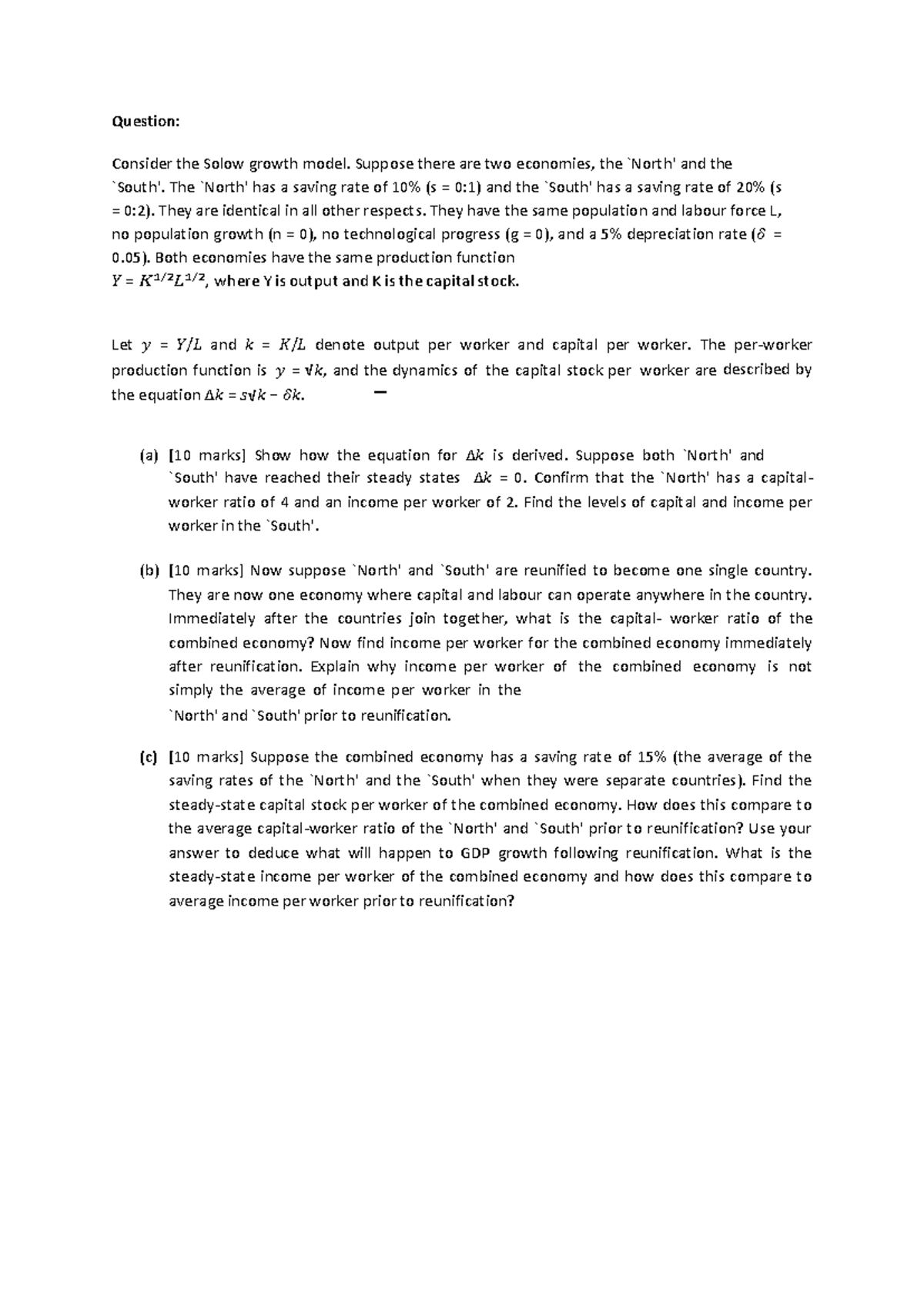 EC310 Problem Set 1 Solution - (Your Primary reading for this question is: Lecture Slides, and ...