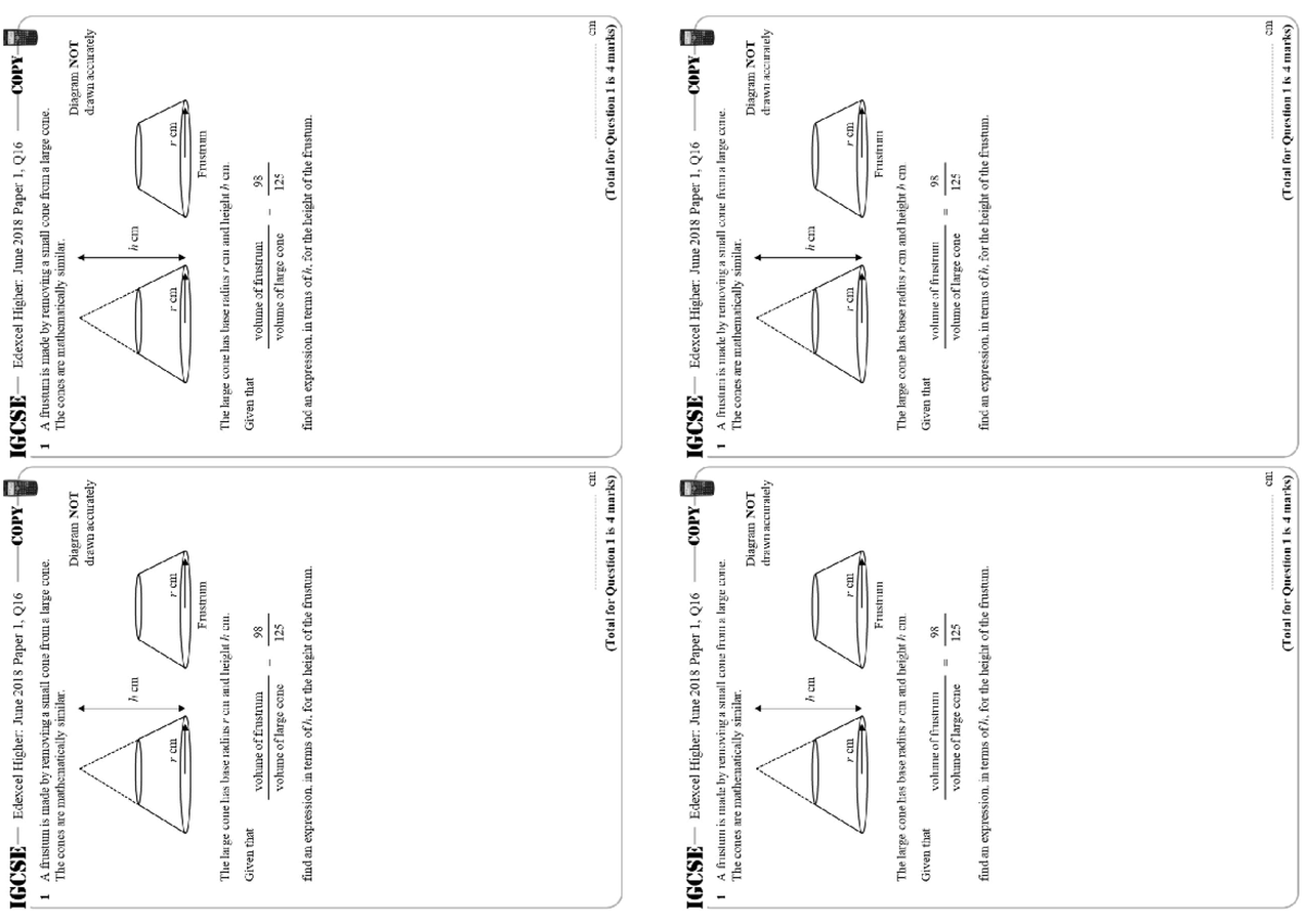 Similar Shapes Length Area Volume Higher Igcse Questions 9 1 Small ...