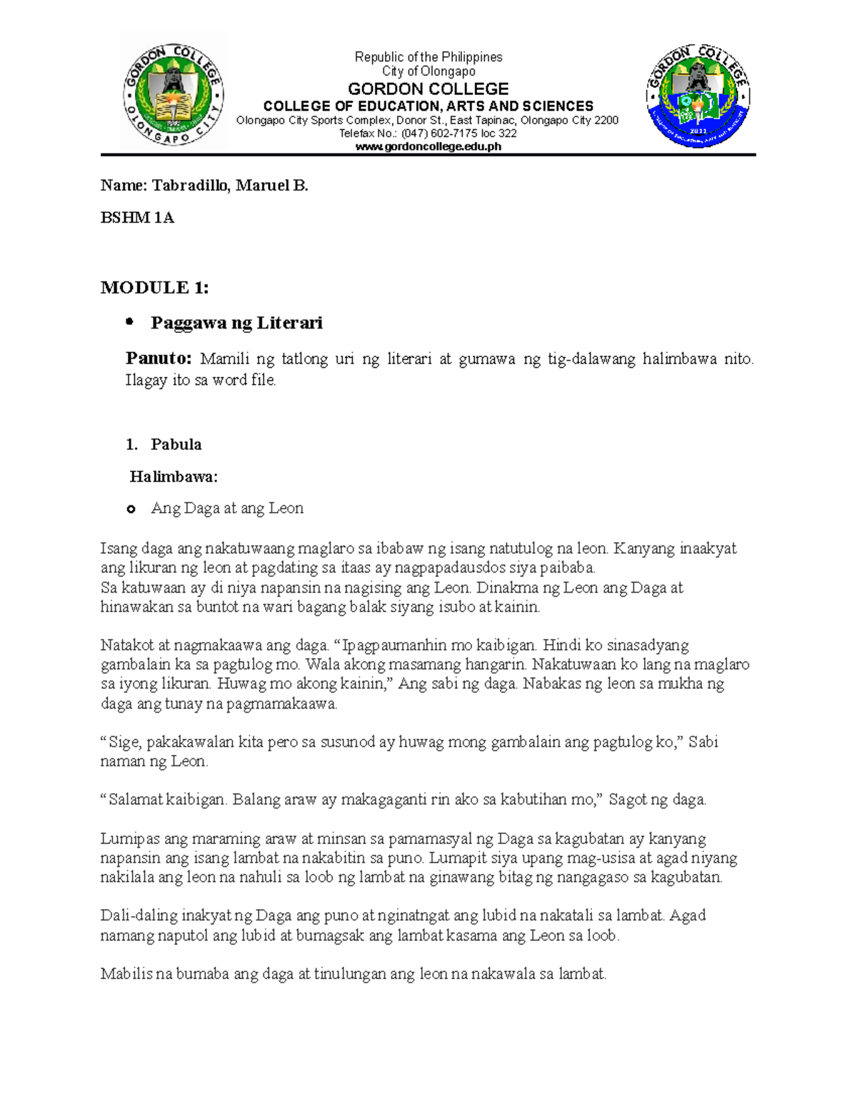 Ph Pop Culture-Module-1 - Republic of the Philippines City of Olongapo ...
