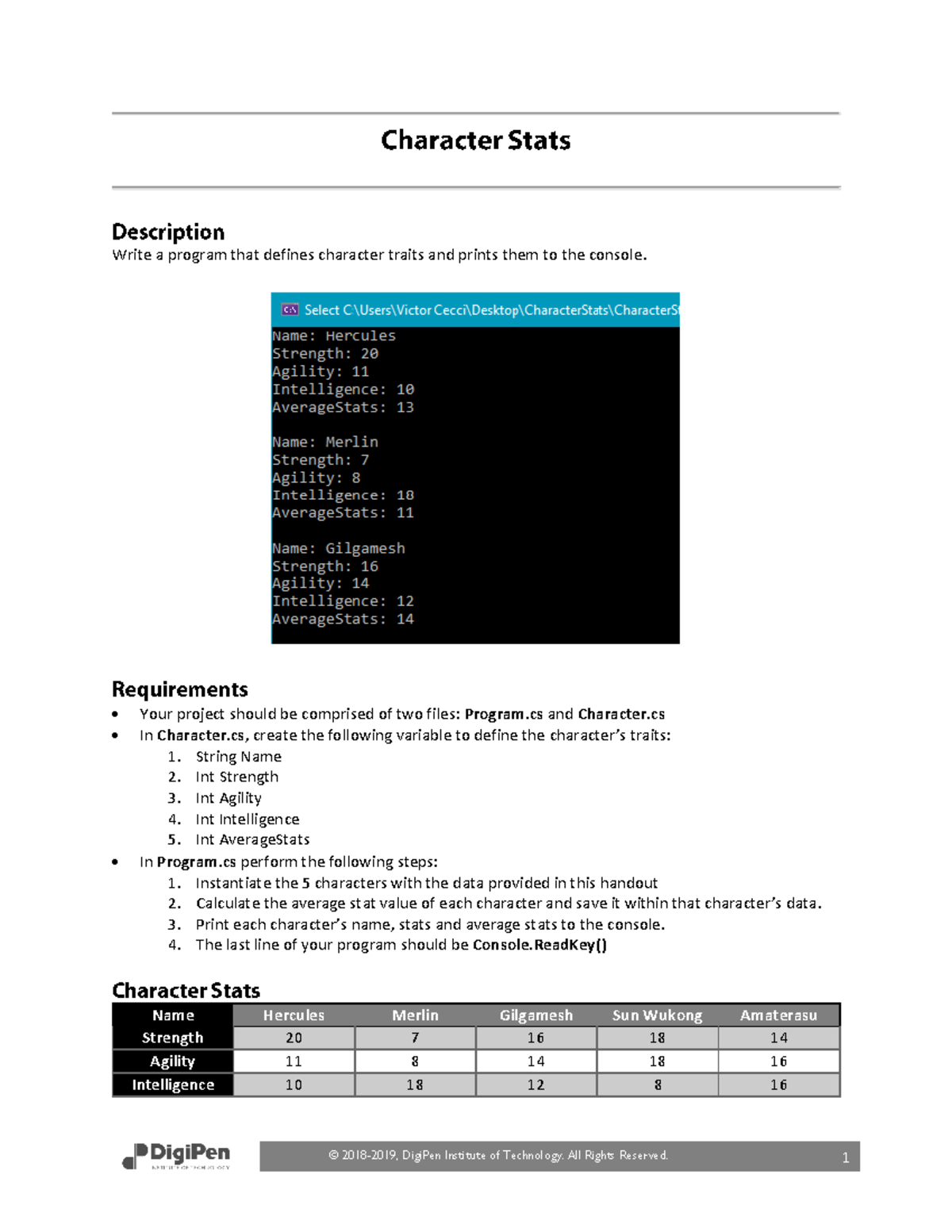 CS116 Exercise 15 Handout - © 2018-2019, DigiPen Institute of ...