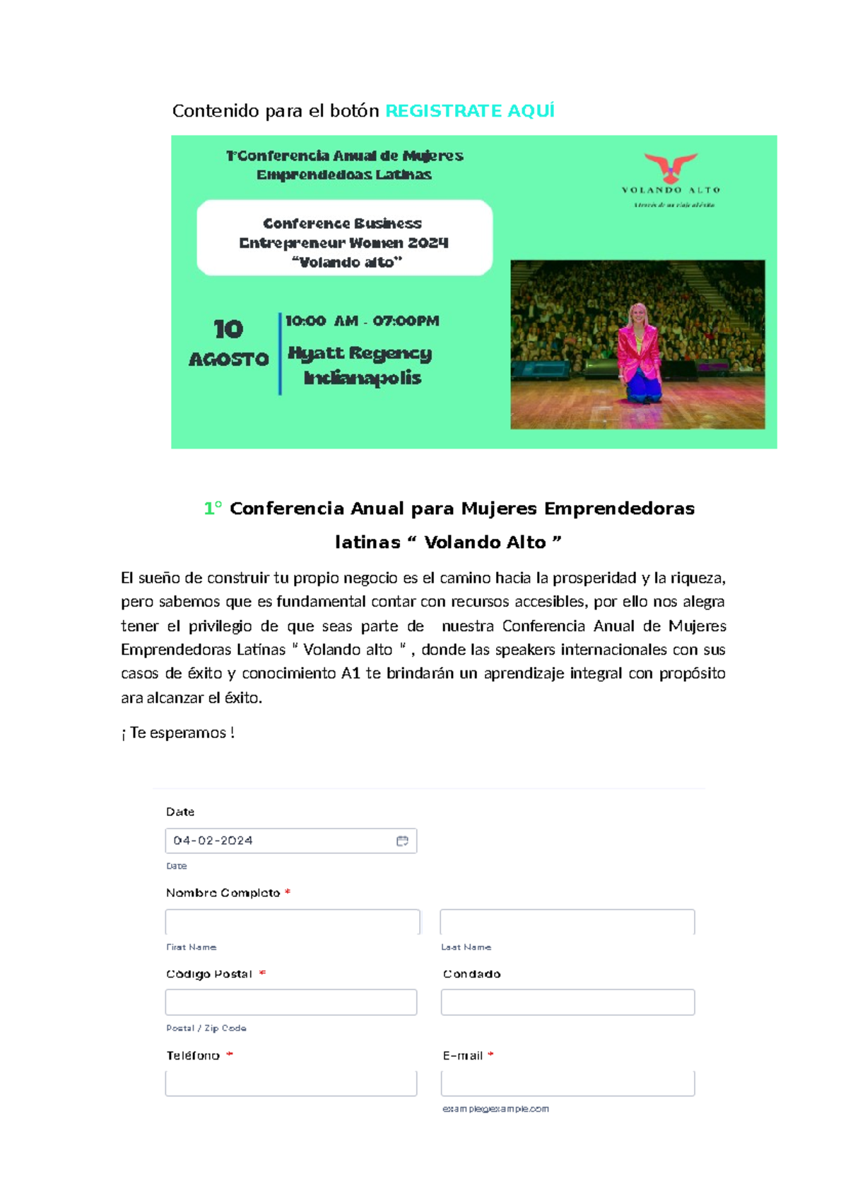 Contenido para el botón Registrate AQUÍ Y Sponsors - Contenido para el ...