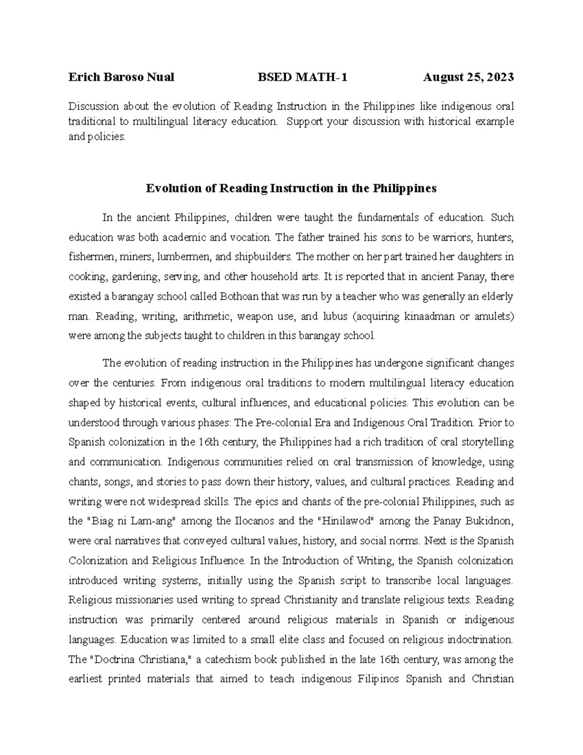 Inbound 8187497053868667287 - Erich Baroso Nual BSED MATH-1 August 25, 2023 Discussion about the ...