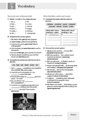L2 A2PLUS U4 Vocabulary Basics - Influence 2 · © Macmillan Education ...