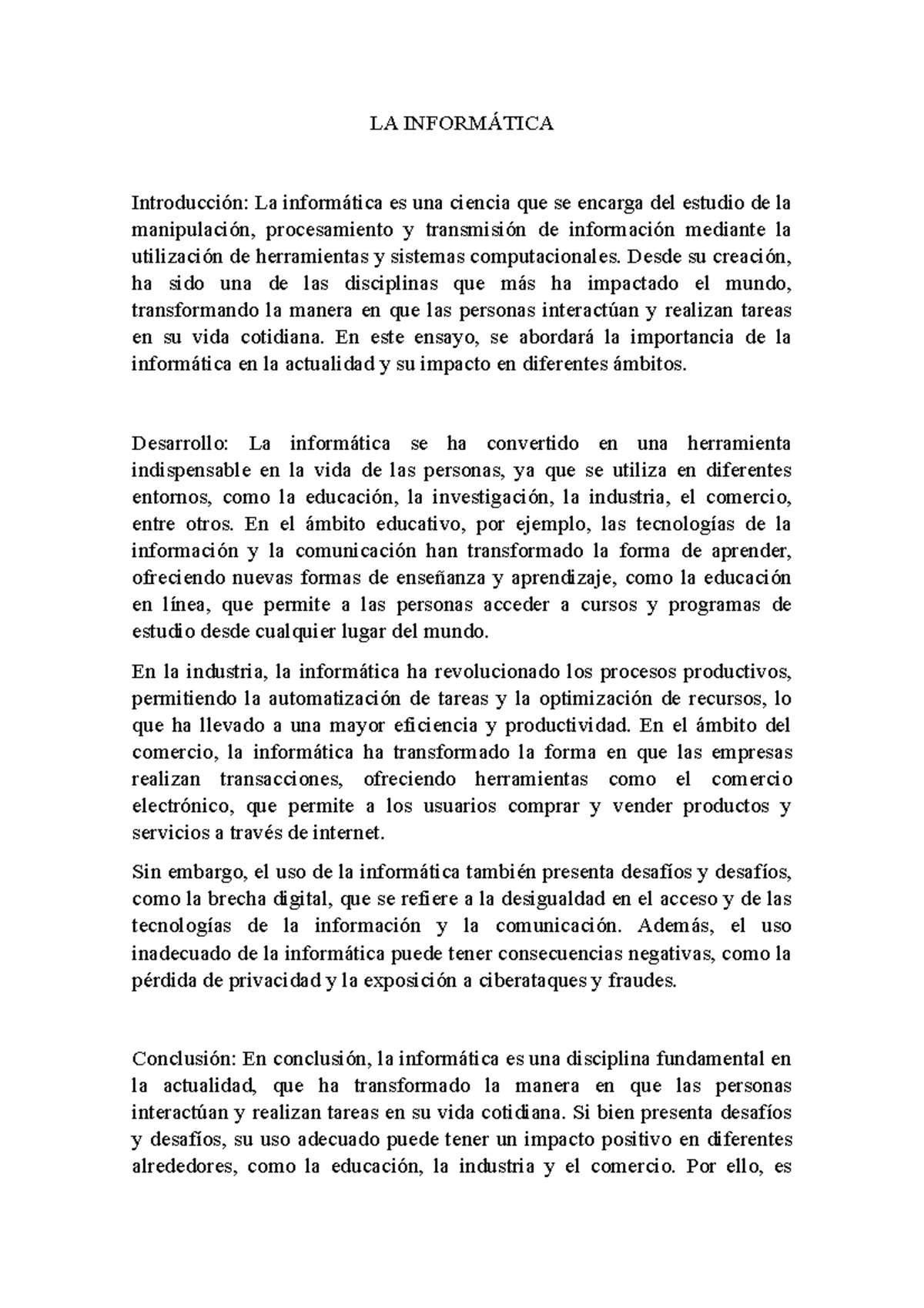 LA Informática - Resumen practico sobre la informatica - LA INFORMÁTICA ...