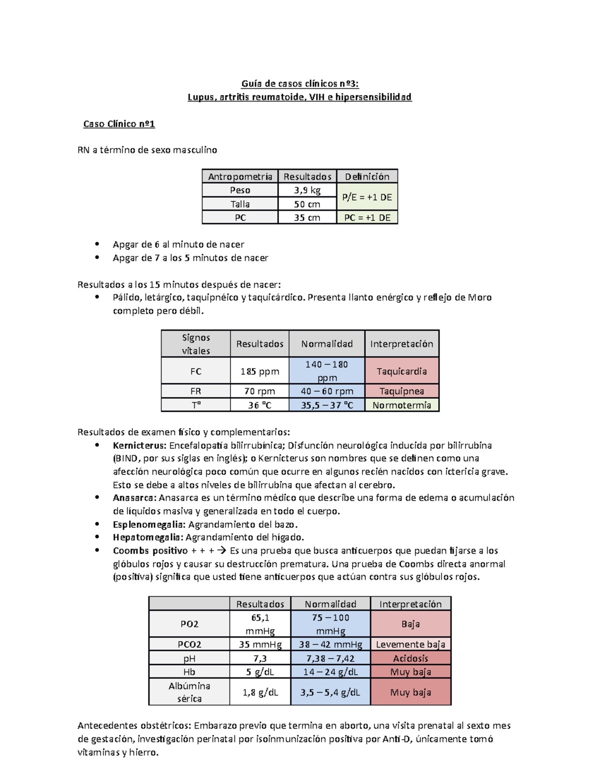 Taller 3 - Hgjv - Guía de casos clínicos nº3: Lupus, artritis ...