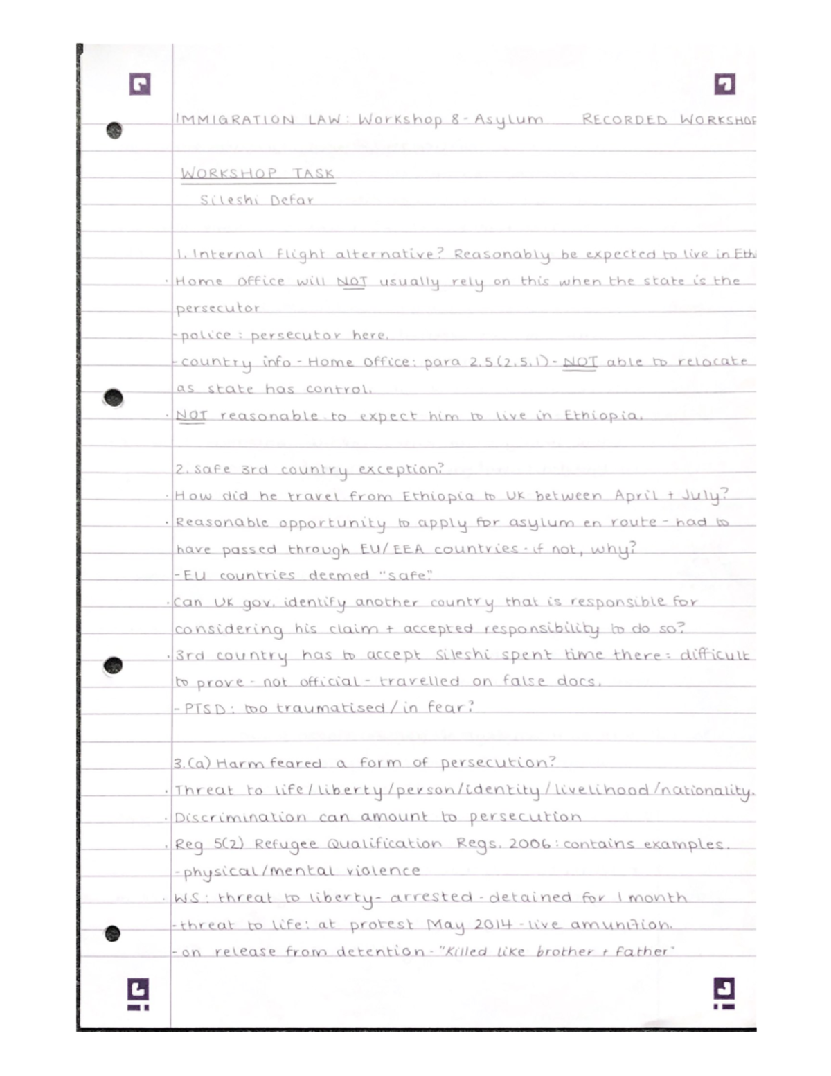 Workshop 8 - Asylum - Studocu