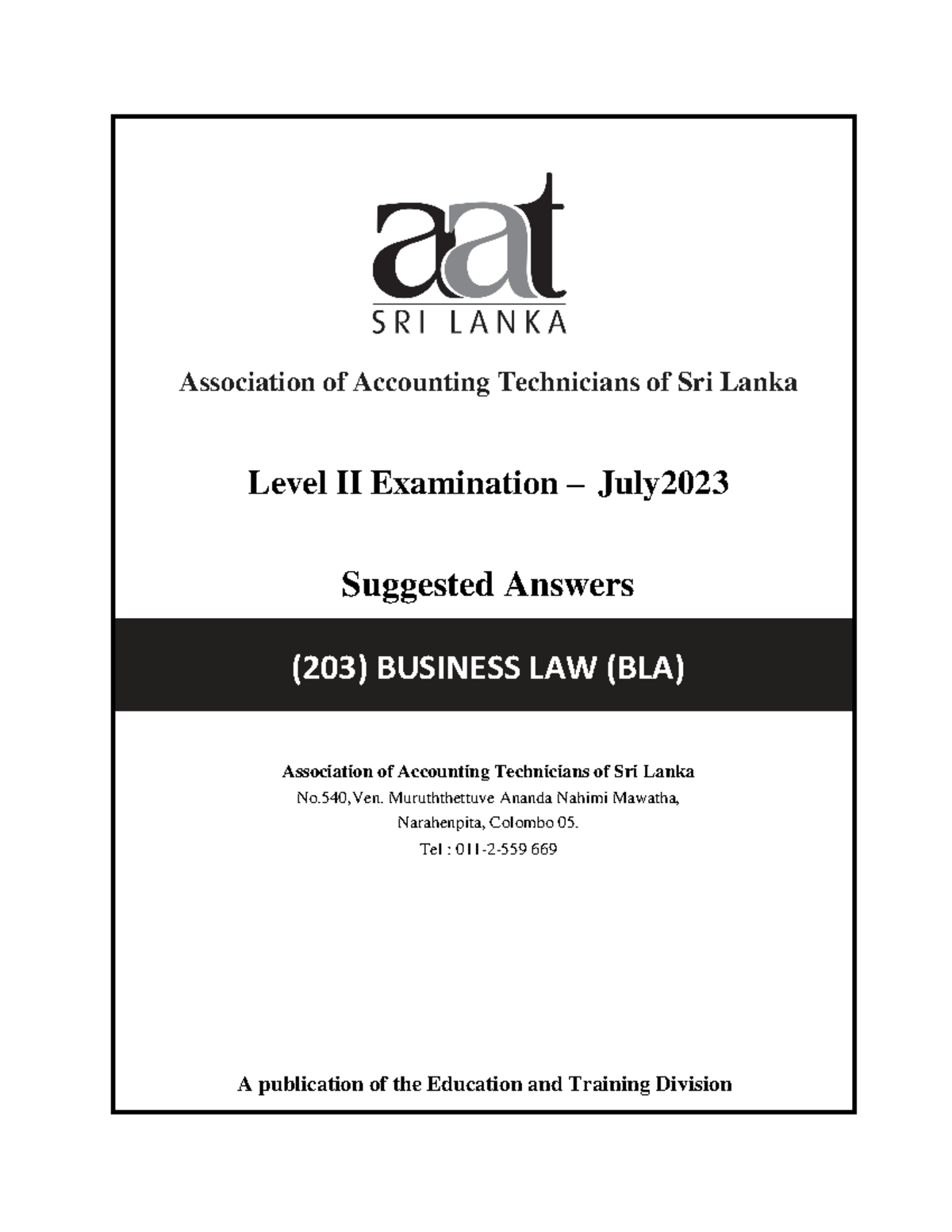 2023 july 203 bla - aat - Association of Accounting Technicians of Sri ...