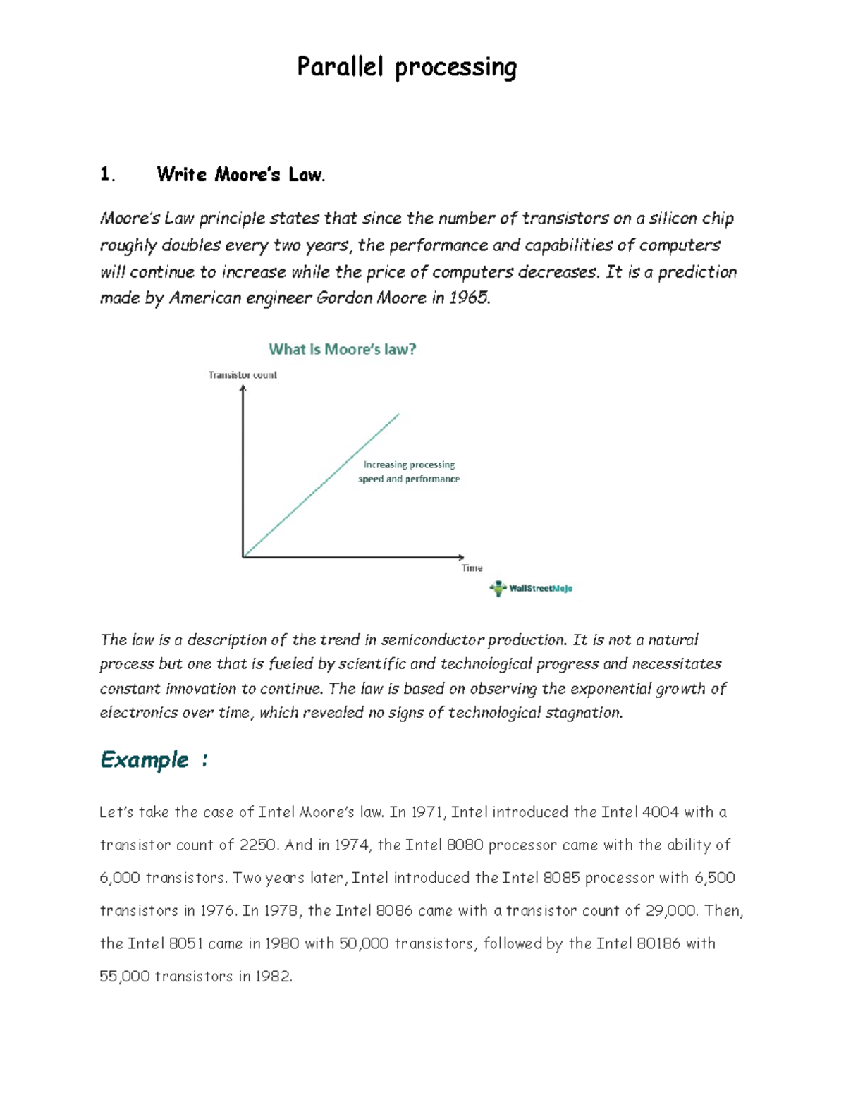 PPc Notes - Parallel processing 1. Write Moore’s Law. Moore’s Law ...