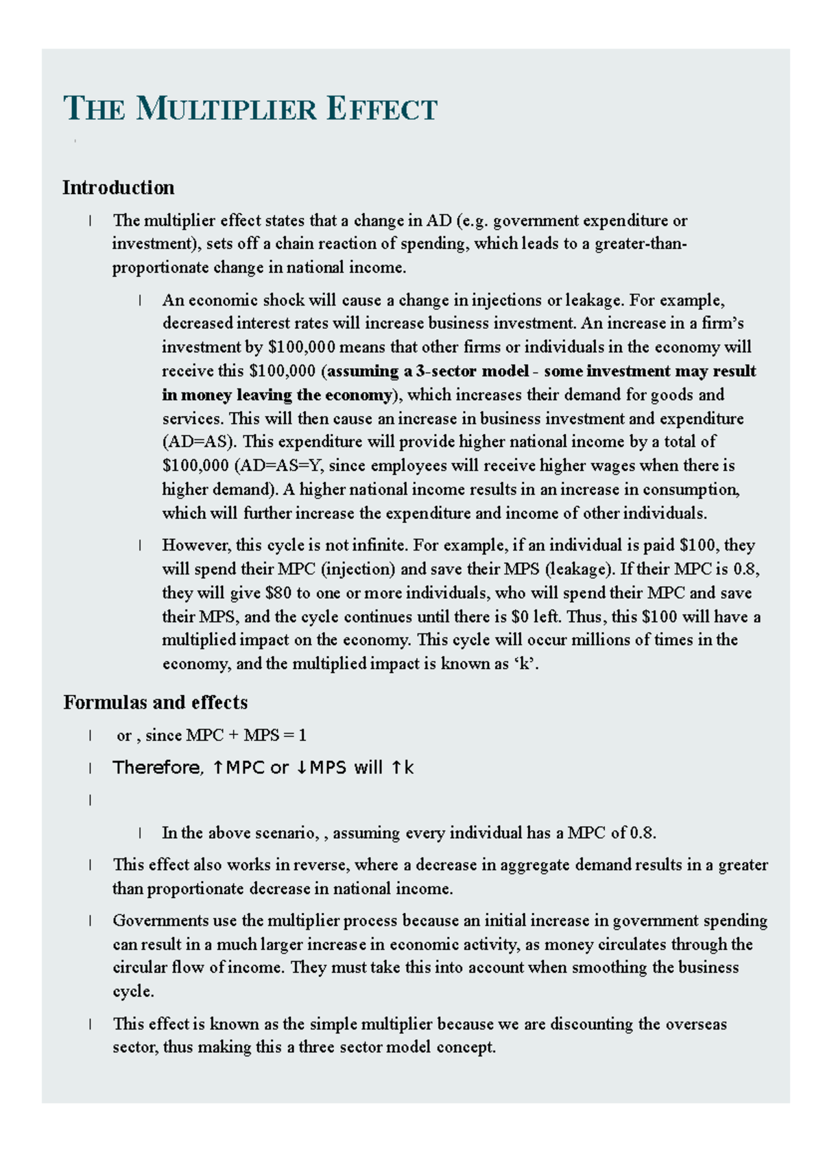 COMM1110 week 7 lecture module 3 - THE MULTIPLIER EFFECT Introduction ⩺ ...
